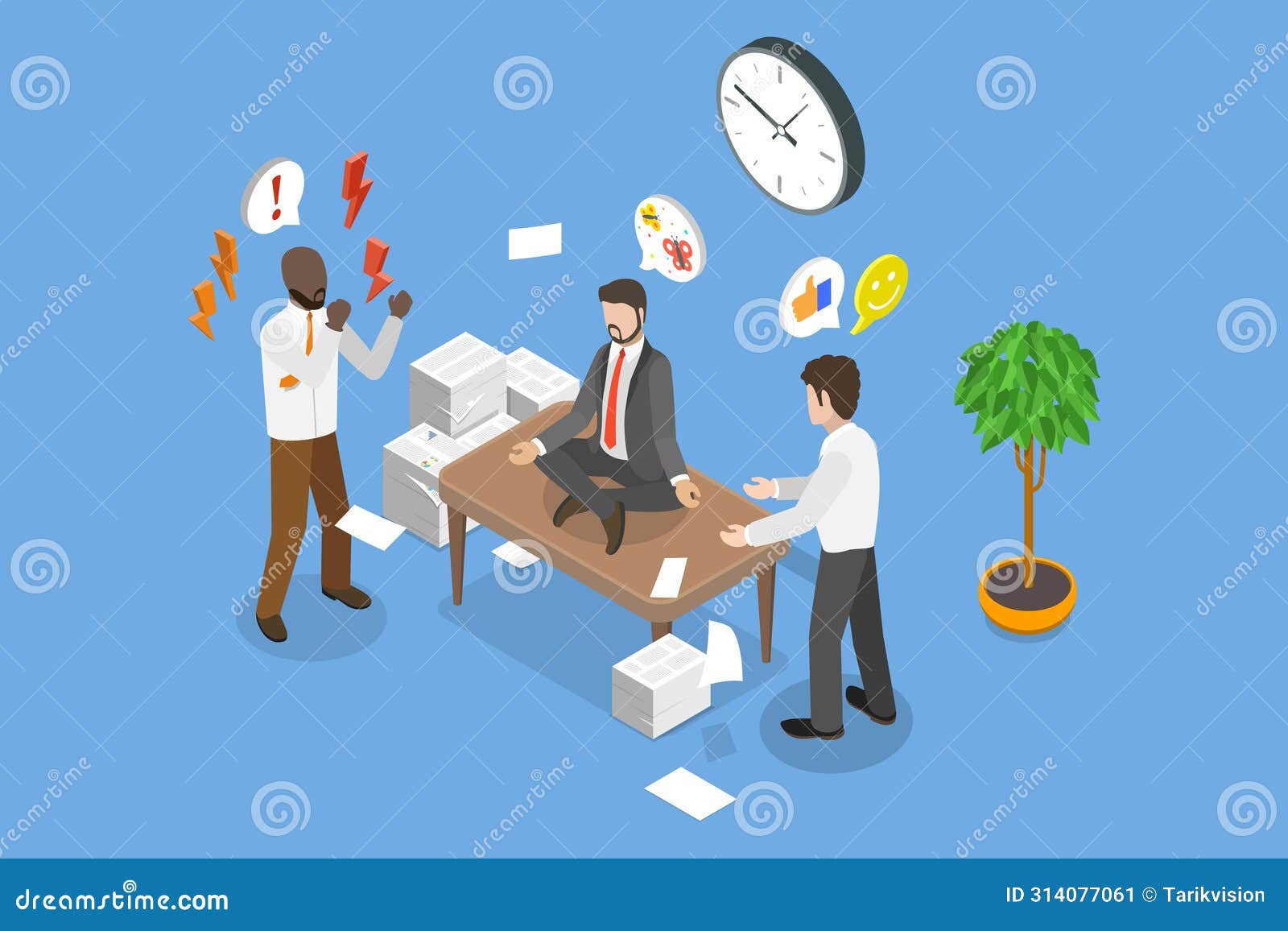3D Isometric Flat Vector Illustration of Professional Stress Management ...