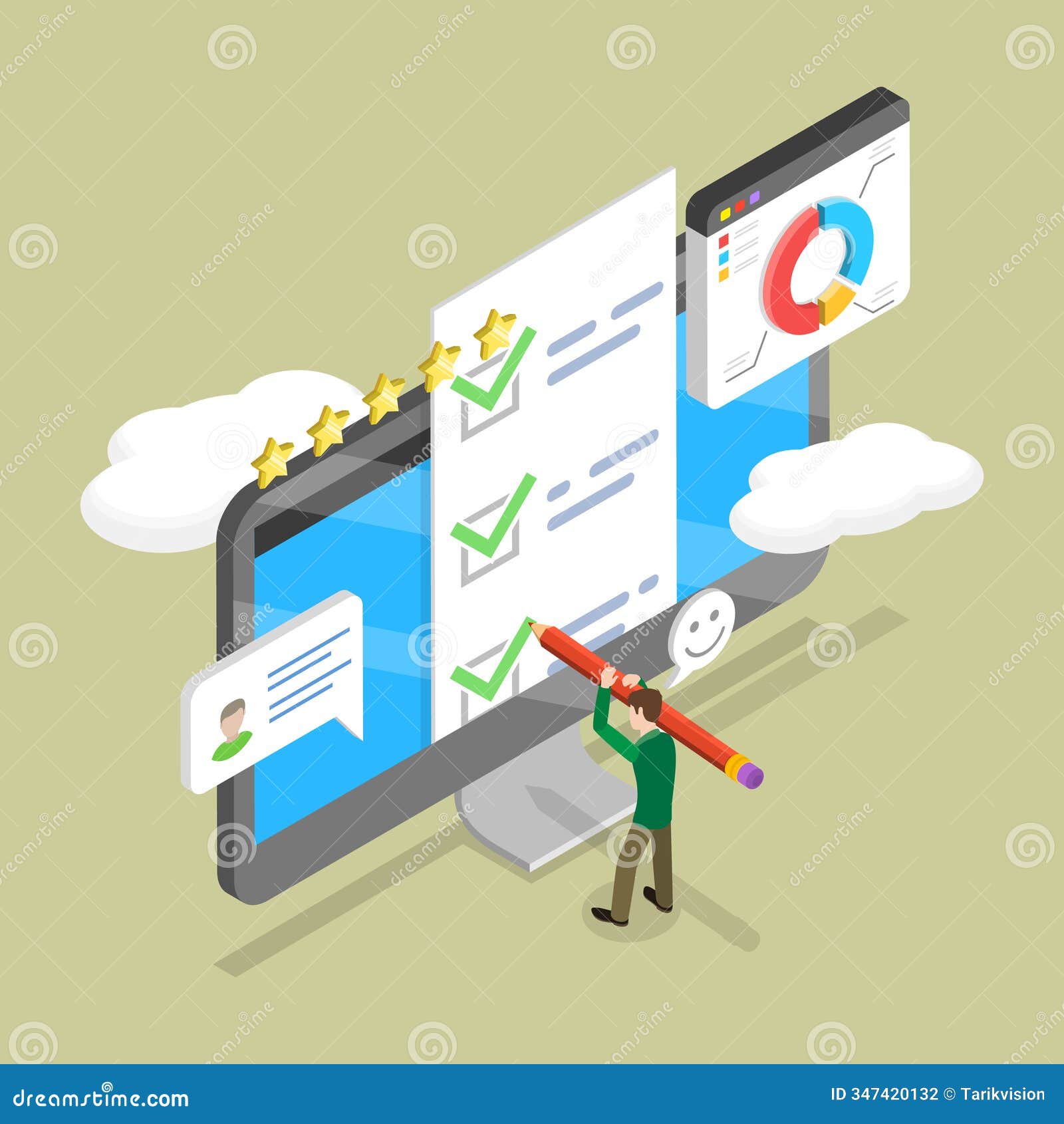 3D Isometric Flat Vector Illustration of Questionnaire Form Stock ...