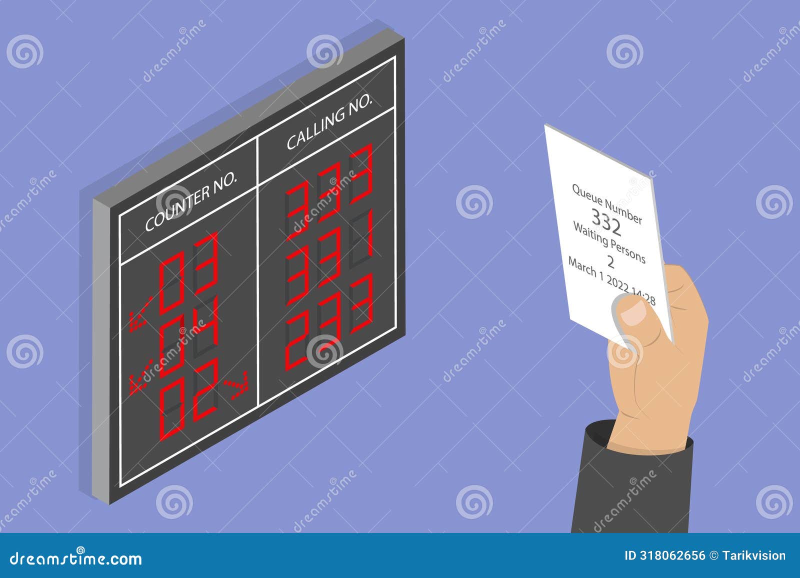 3D Isometric Flat Vector Illustration of Queue Display Number Stock ...