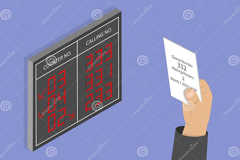 3D Isometric Flat Vector Illustration of Queue Display Number Stock ...