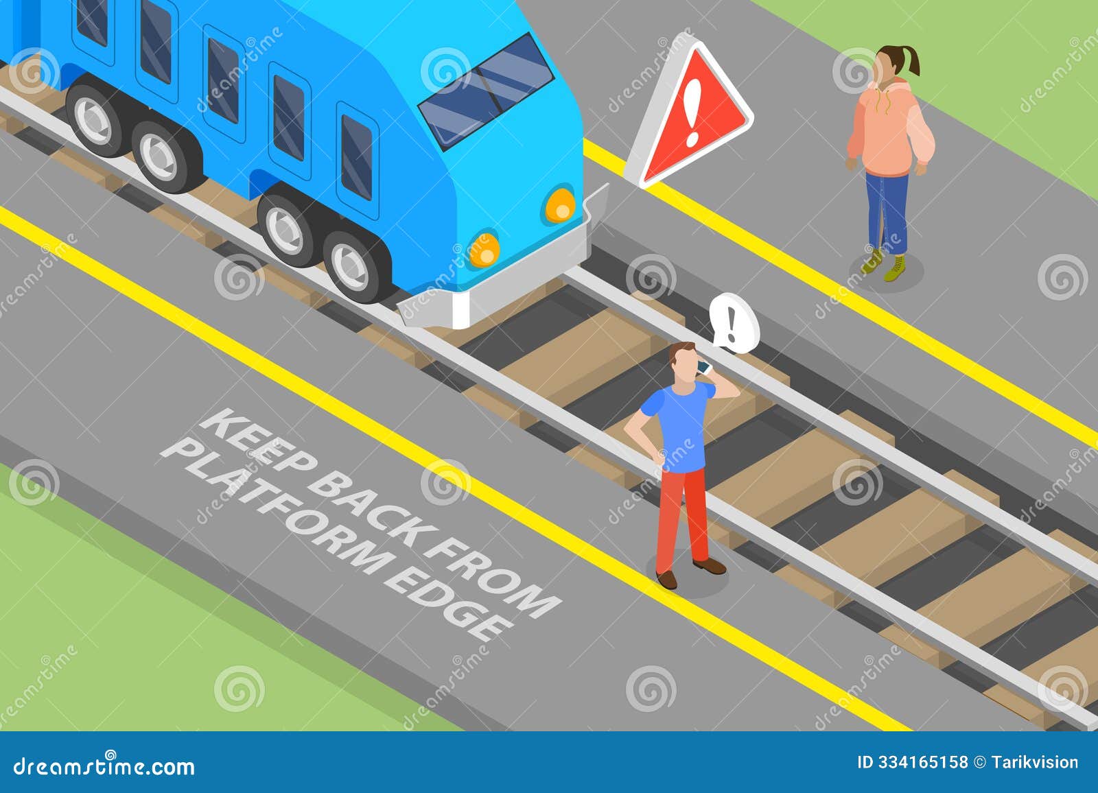 3D Isometric Flat Vector Illustration of Railroad Safety Rules Stock ...