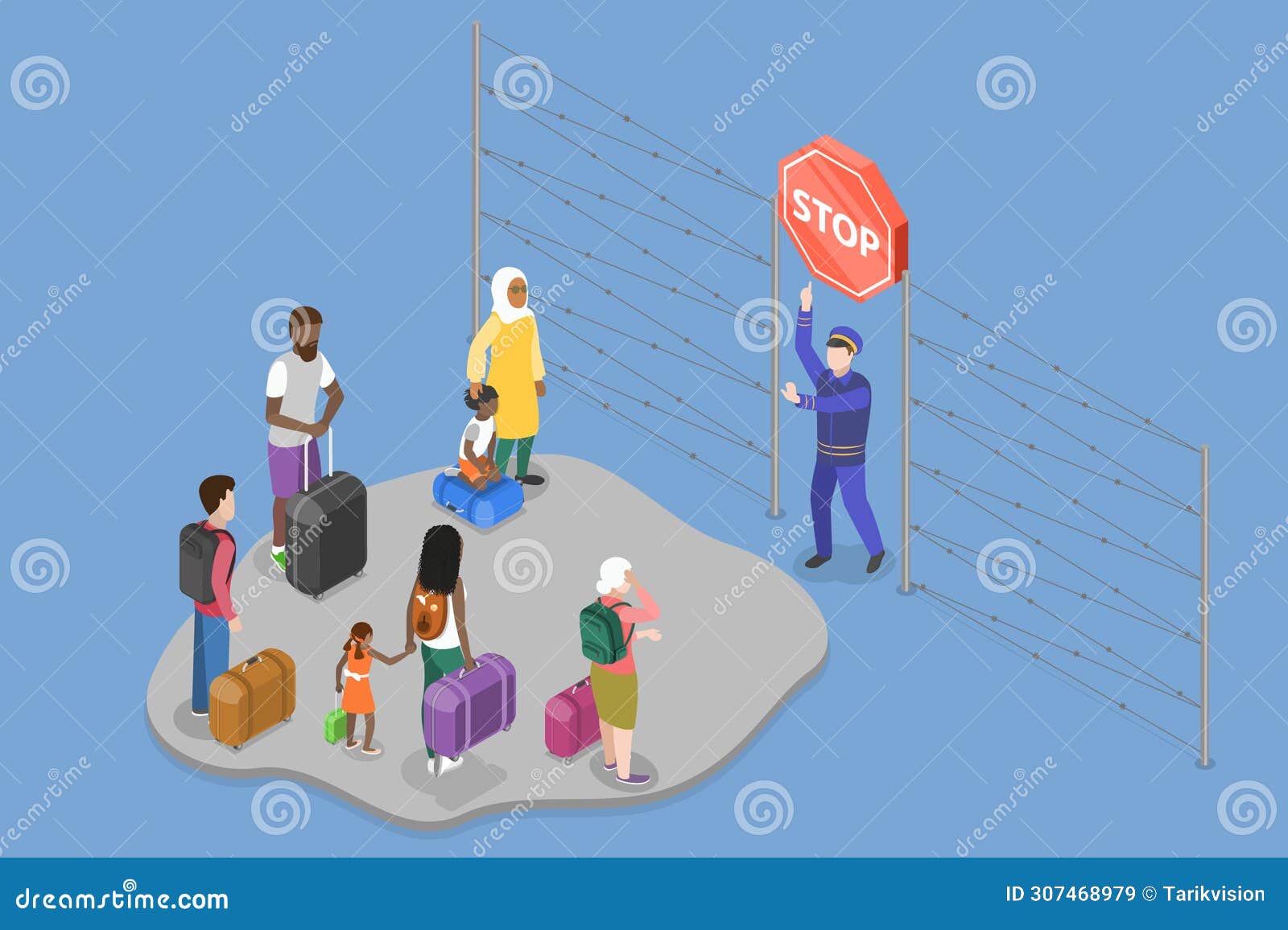 3D Isometric Flat Vector Illustration of Refugees Stock Vector ...