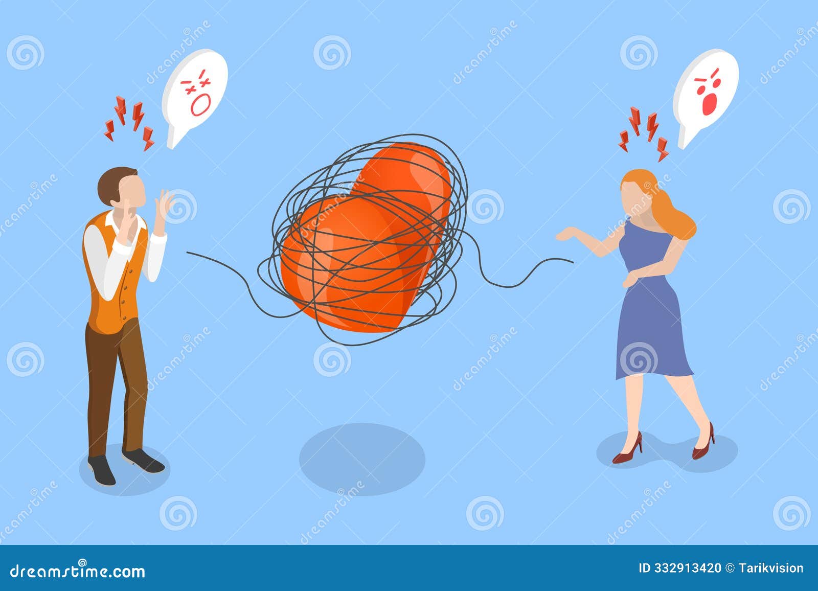 3D Isometric Flat Vector Illustration of Relationship Problem Stock ...