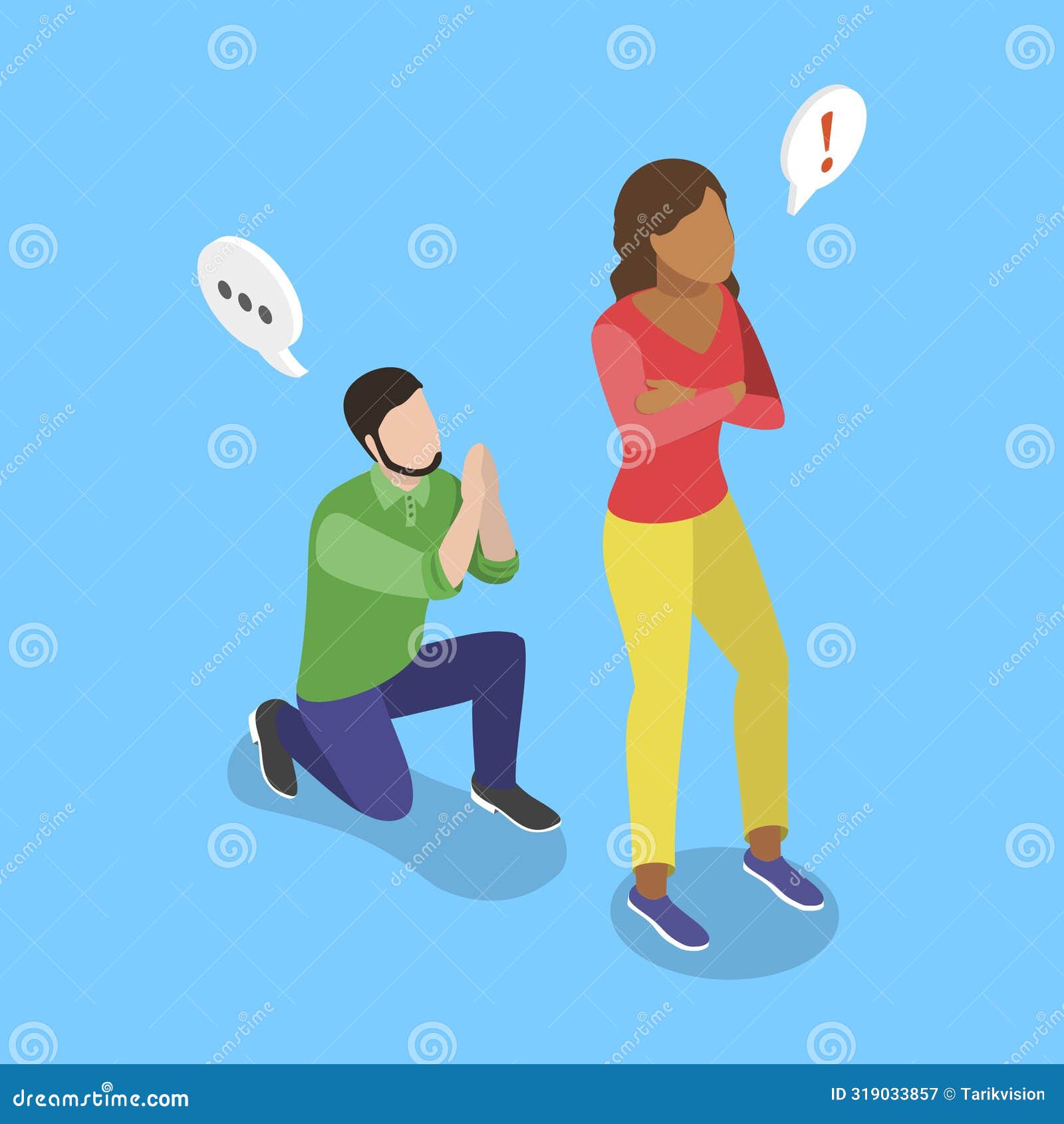 3D Isometric Flat Vector Illustration of Relationship Problems Stock ...