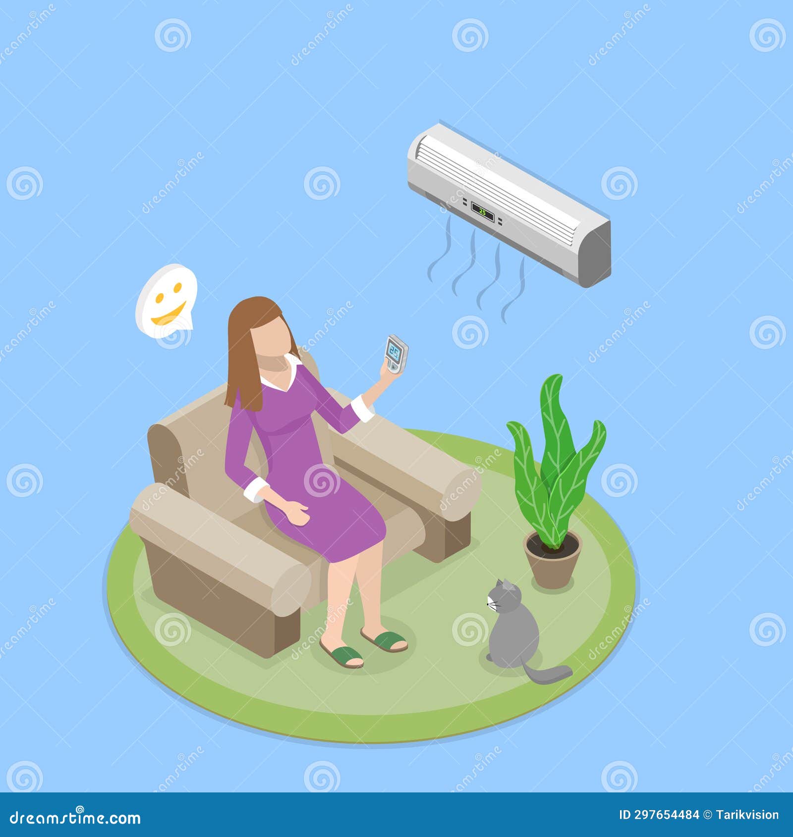 3D Isometric Flat Vector Illustration of Remote Control Air Conditioner ...