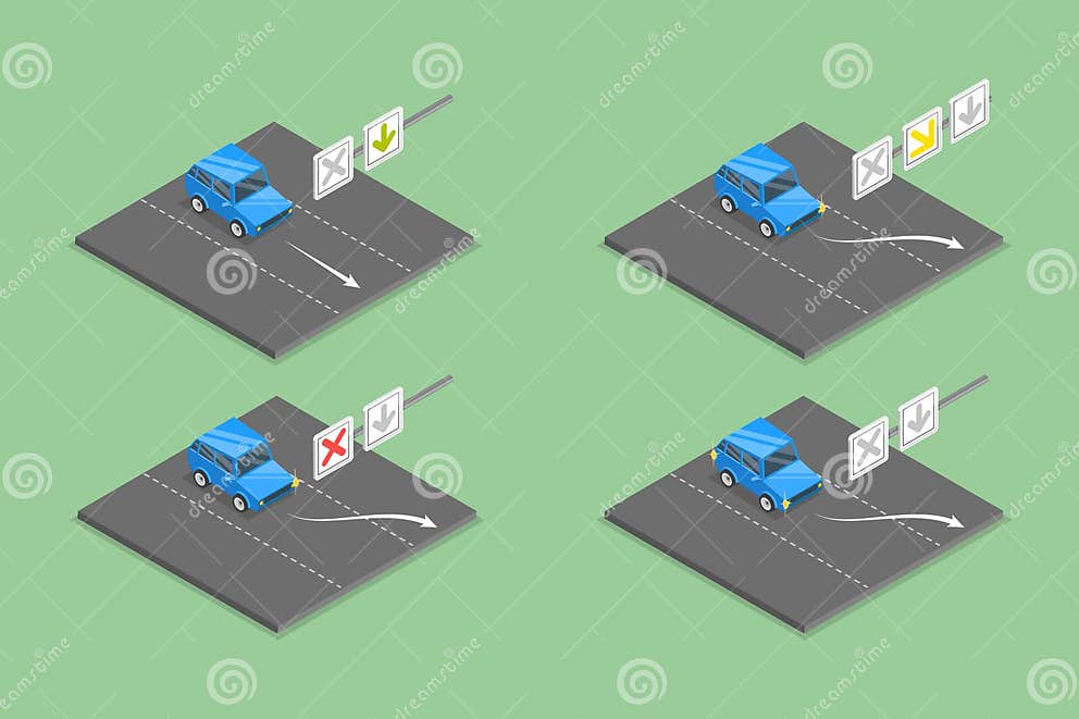 3D Isometric Flat Vector Illustration of Reversible Lane Stock Vector ...