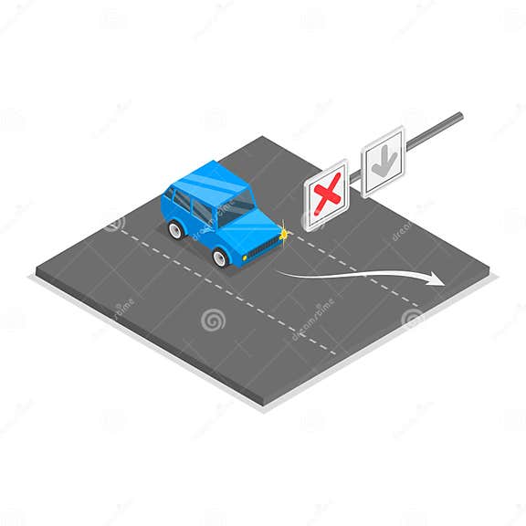 3D Isometric Flat Vector Illustration of Reversible Lane. Item 2 Stock ...