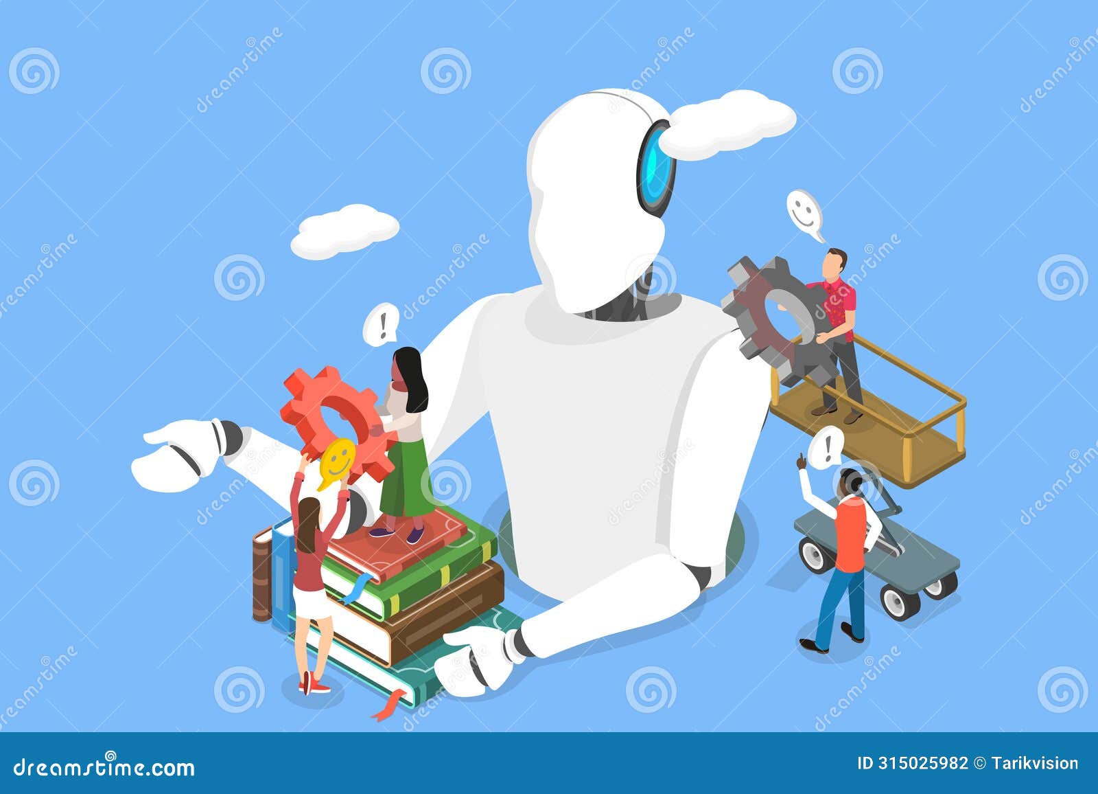 3D Isometric Flat Vector Illustration of Robotic Process Automatization ...