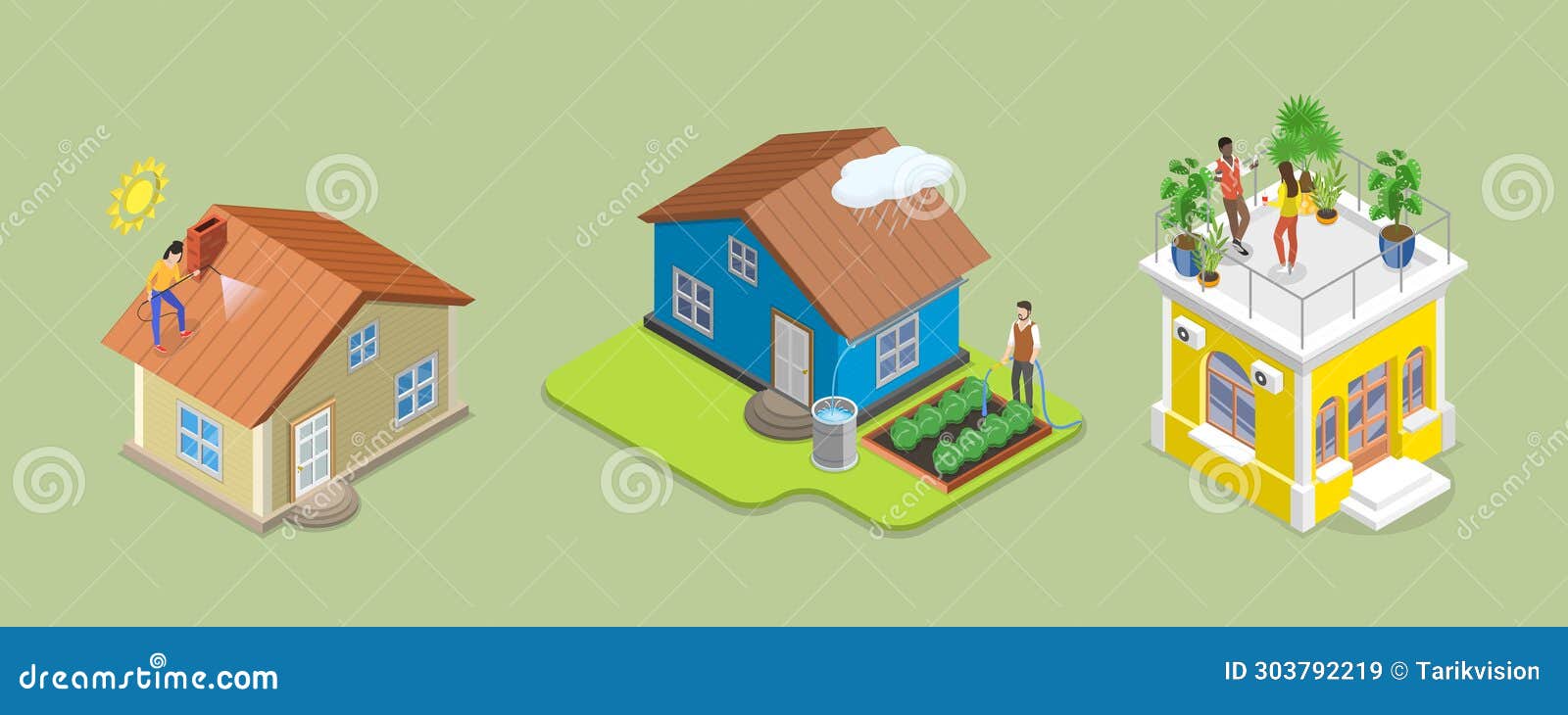 3D Isometric Flat Vector Illustration of Rooftop Garden Stock ...