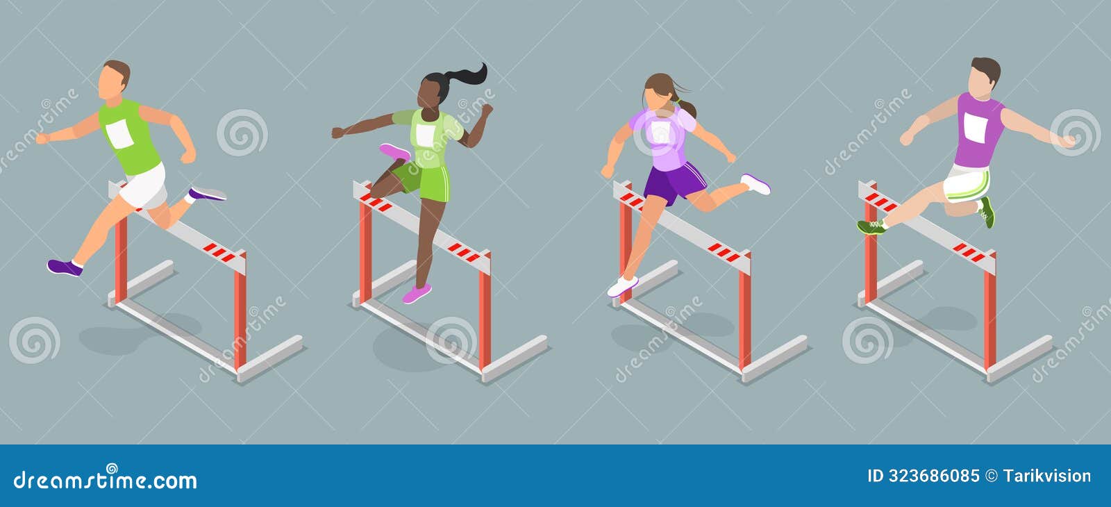 3D Isometric Flat Vector Illustration of Running with Barrier Stock ...