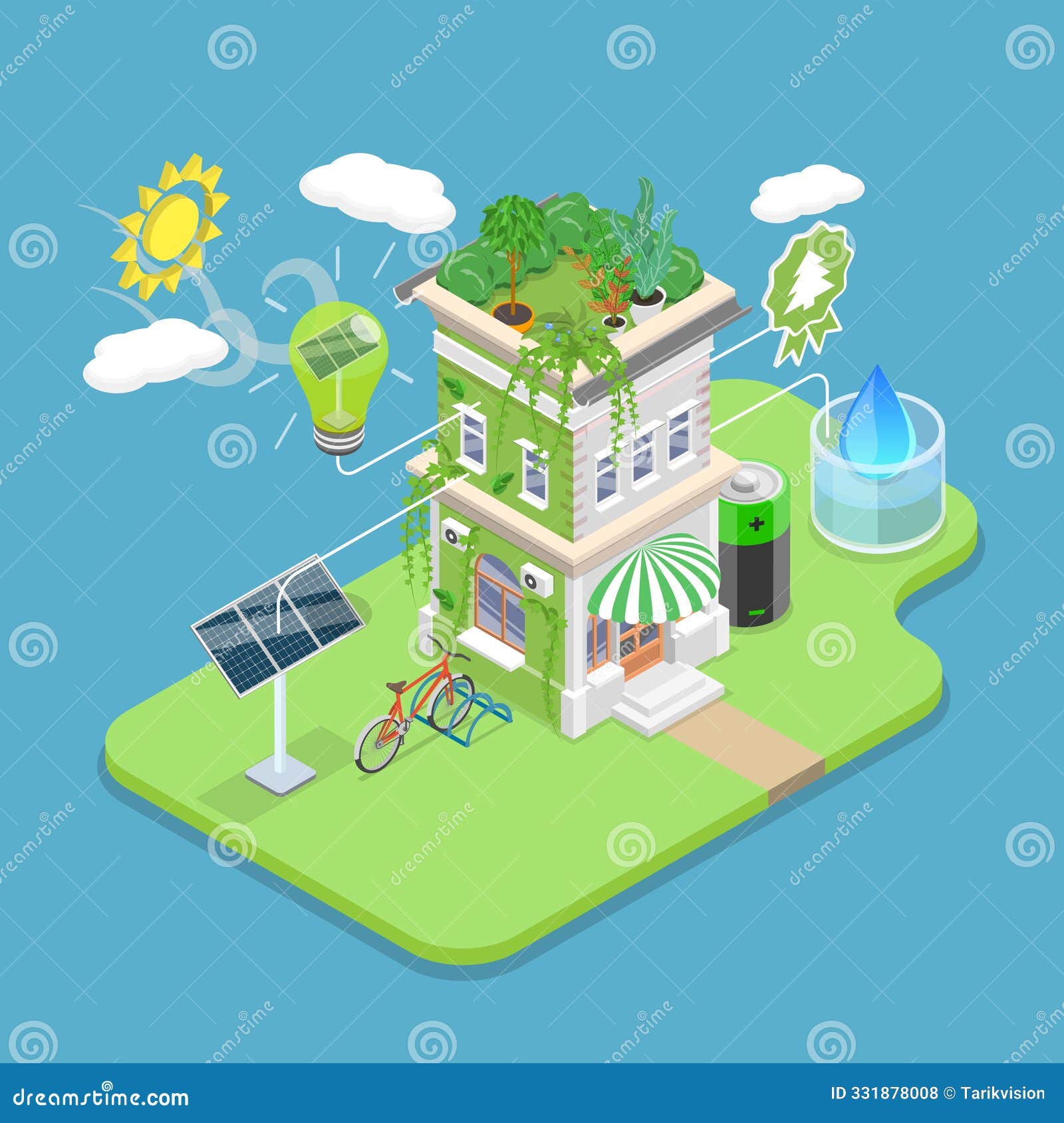 3D Isometric Flat Vector Illustration of Save Water and Electricity ...