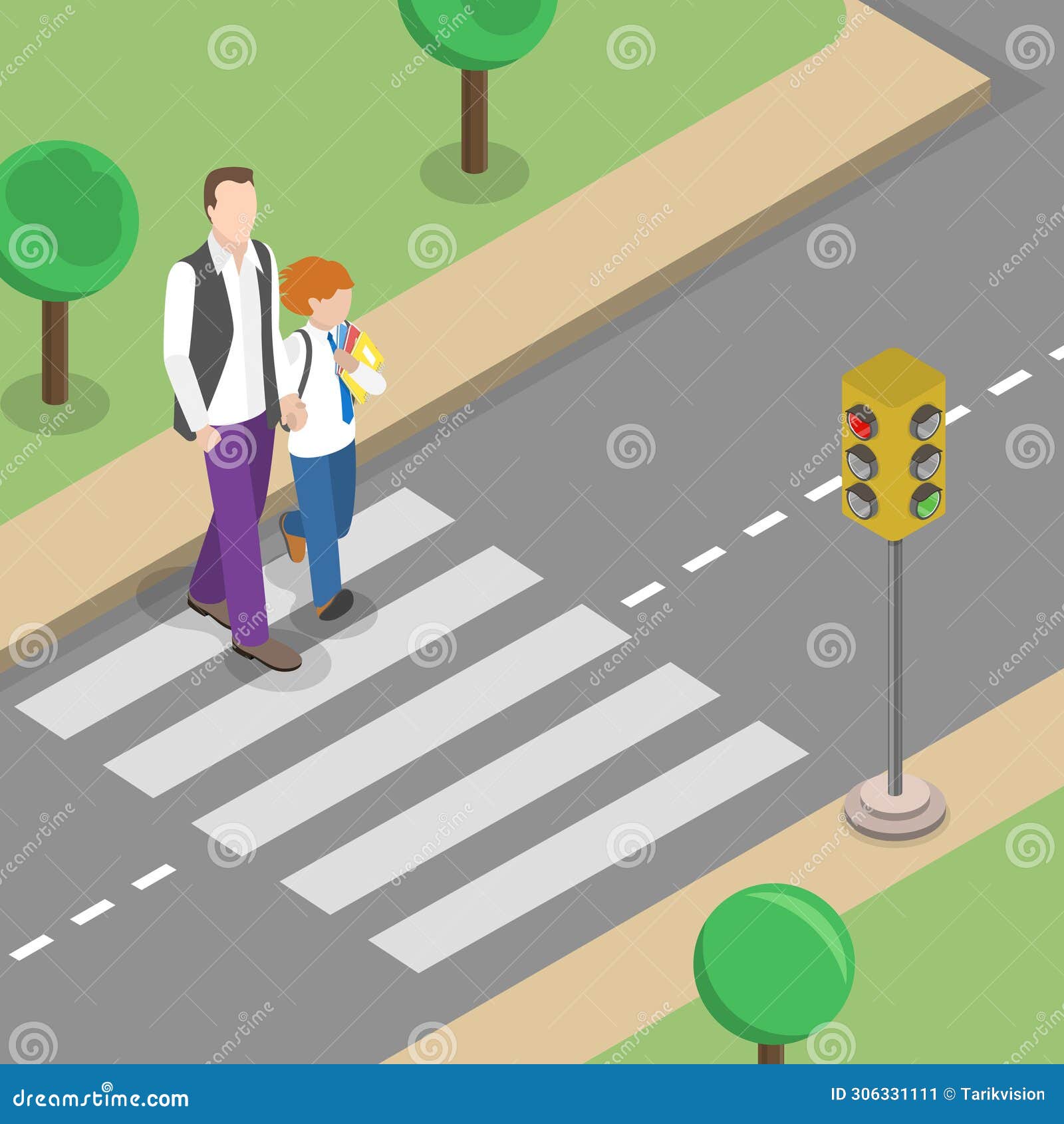 3D Isometric Flat Vector Illustration of School Crosswalk Stock Vector ...