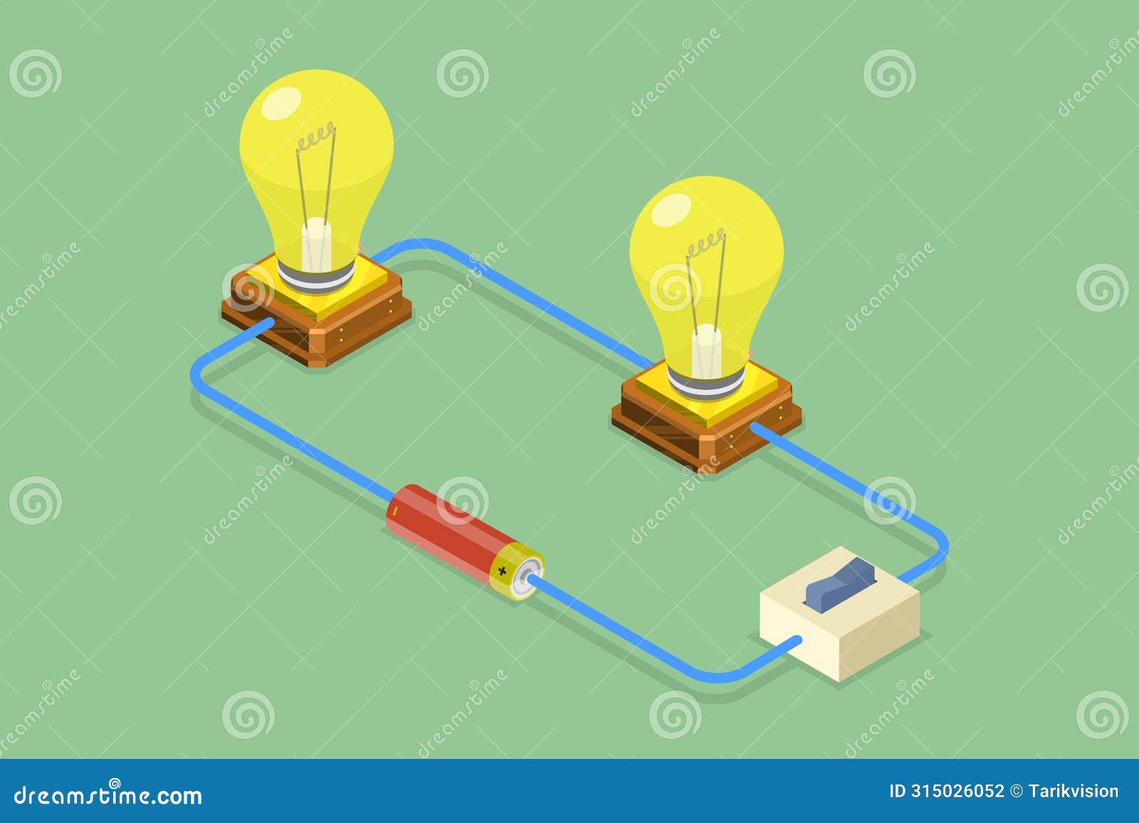 3D Isometric Flat Vector Illustration of Simple Electric Circuit Stock ...
