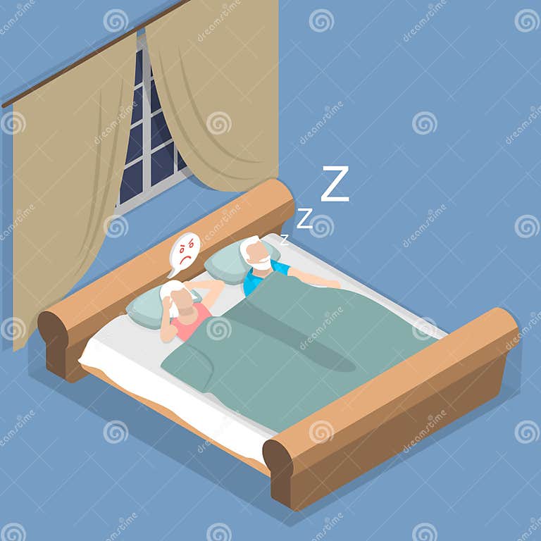 3D Isometric Flat Vector Illustration of Snore at Night Sleep Stock ...