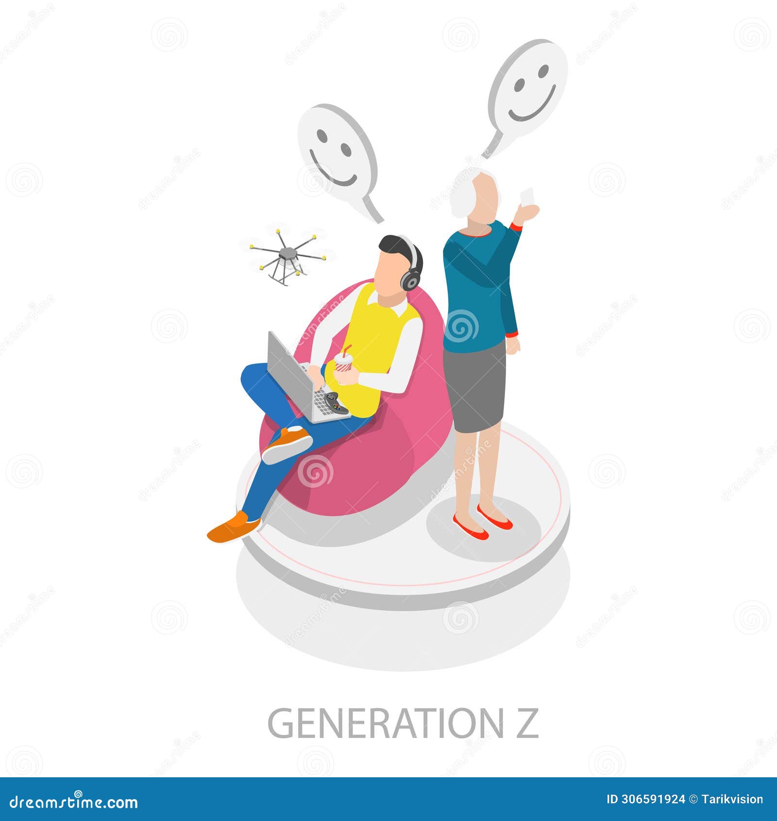 3D Isometric Flat Vector Illustration of Social Generations. Item 2 ...
