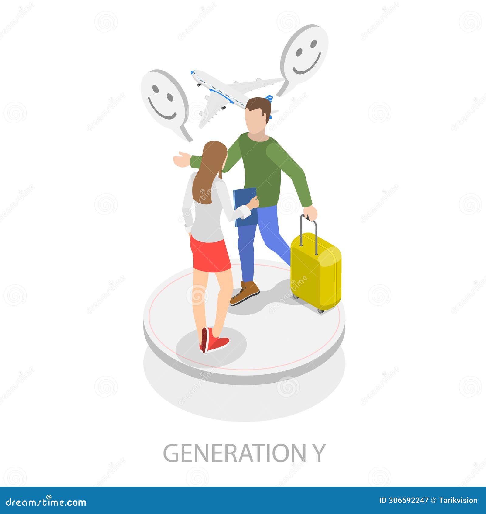 3D Isometric Flat Vector Illustration of Social Generations. Item 3 ...