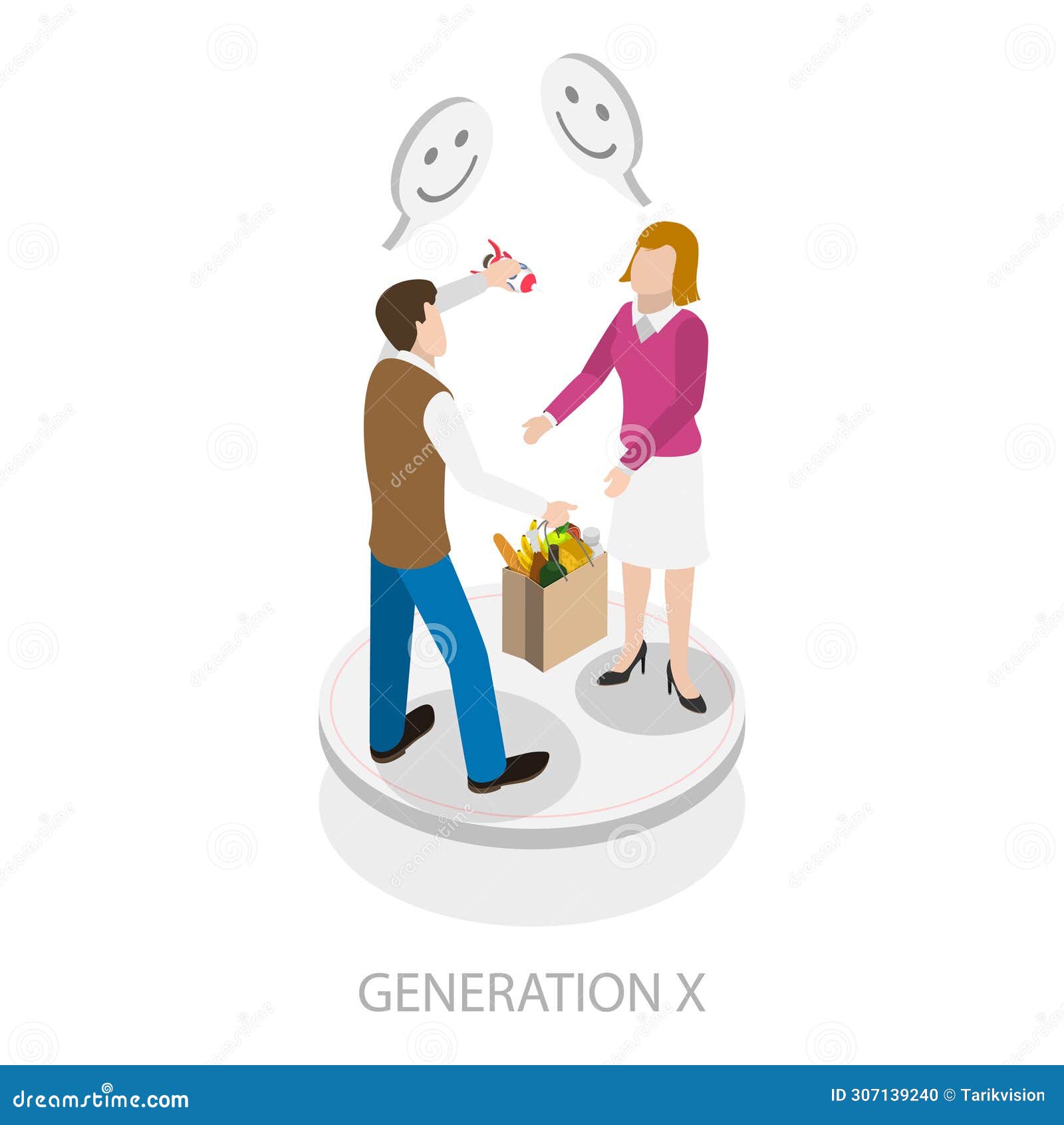 3D Isometric Flat Vector Illustration of Social Generations. Item 4 ...