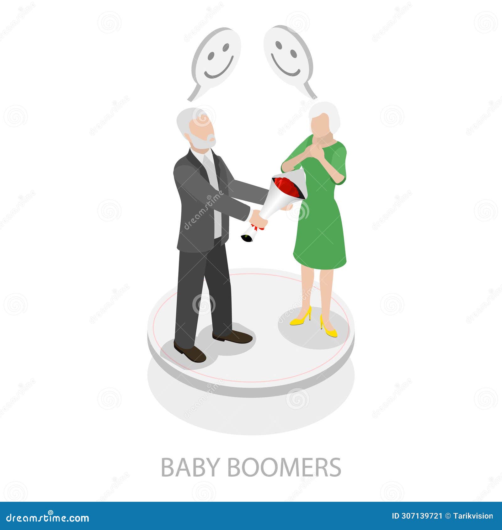 3D Isometric Flat Vector Illustration of Social Generations. Item 5 ...