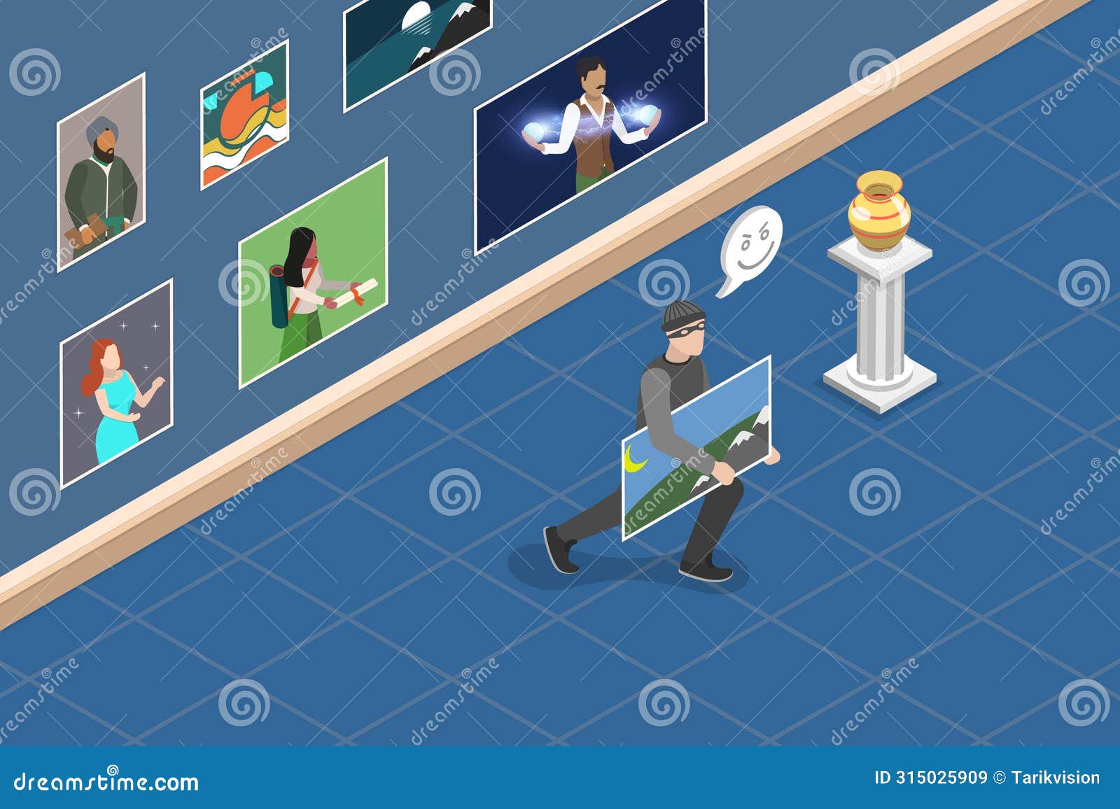 3D Isometric Flat Vector Illustration of Stealing Painting Stock Vector ...