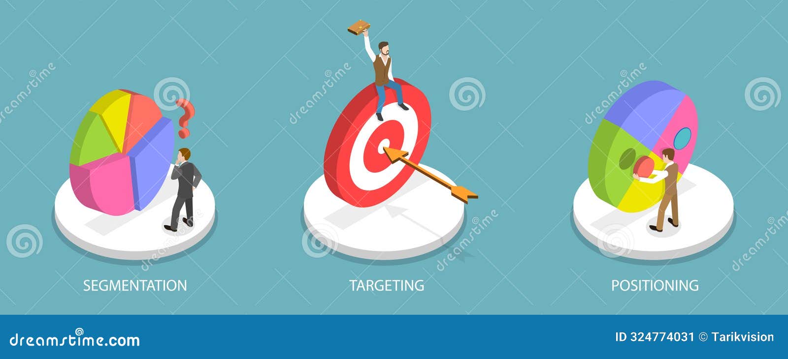 3D Isometric Flat Vector Illustration of STP Marketing Stock ...