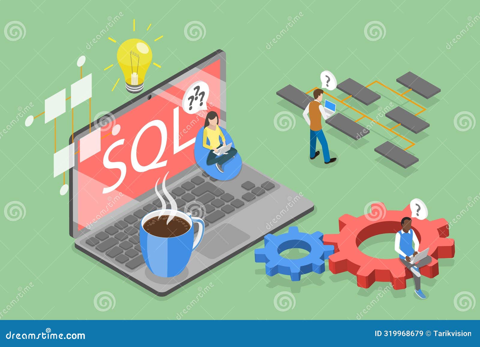 3D Isometric Flat Vector Illustration of Structured Query Language ...