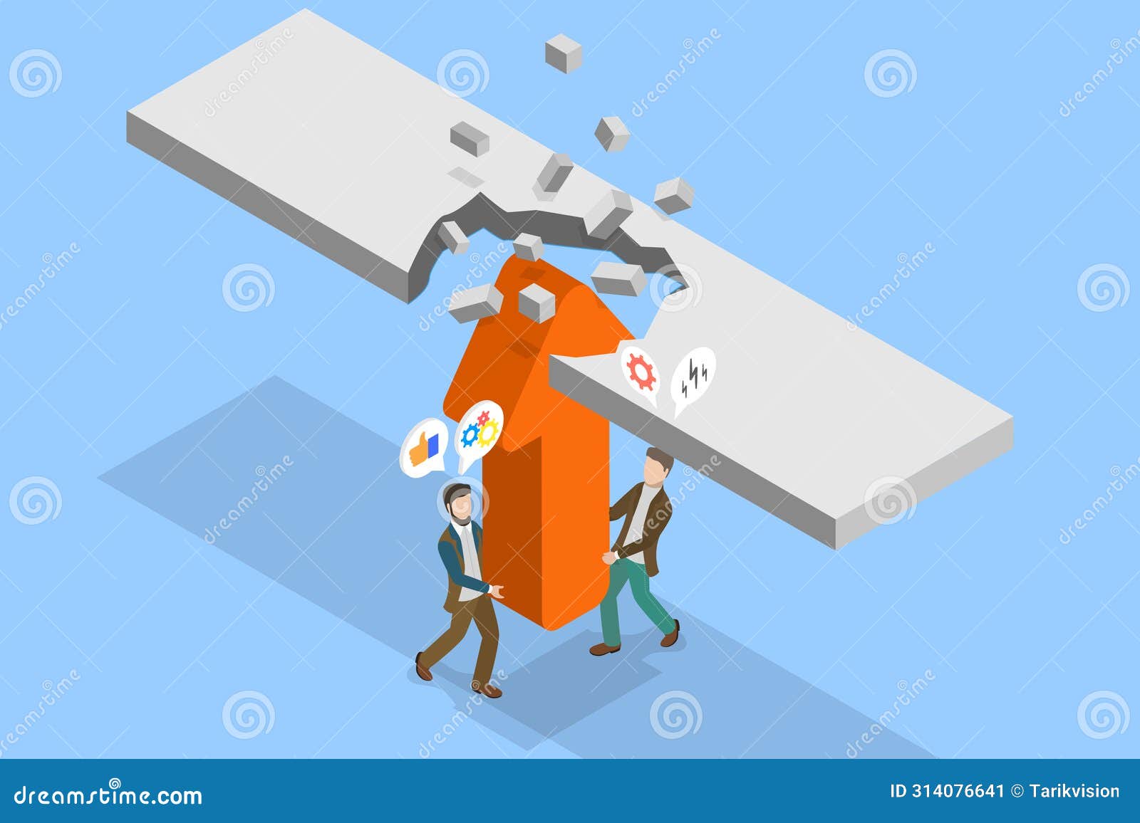 3D Isometric Flat Vector Illustration of Struggle with Career Obstacle ...