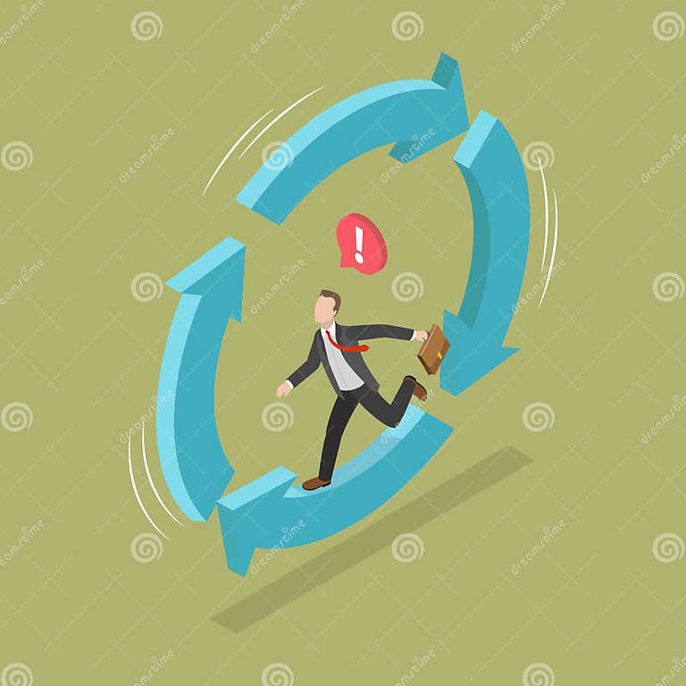3D Isometric Flat Vector Illustration of Stuck in Routine Stock ...