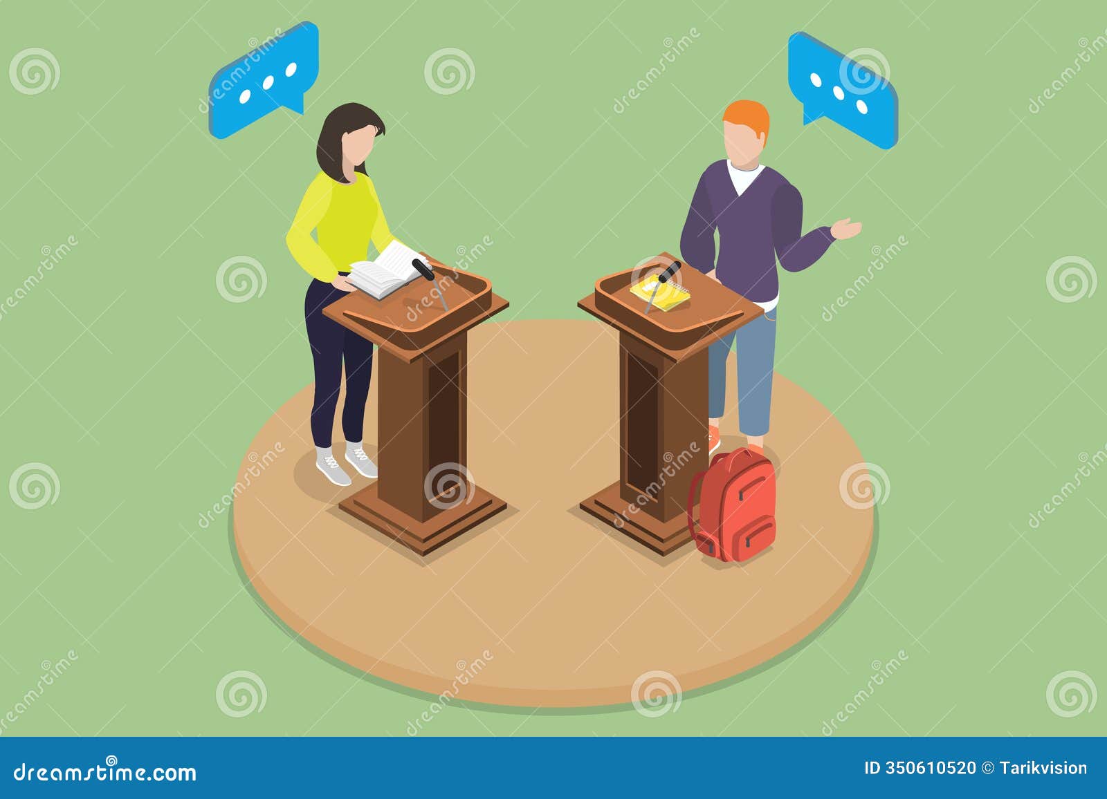3D Isometric Flat Vector Illustration of Student Debates Stock ...