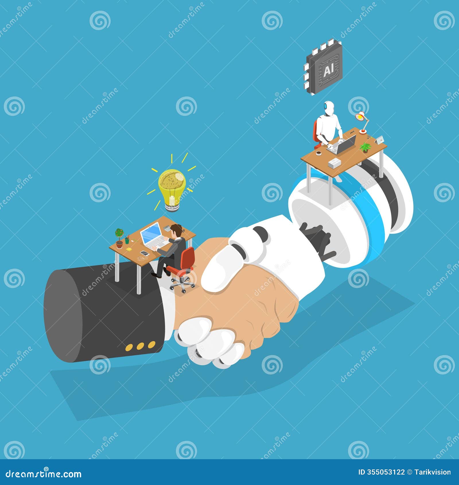 Successful Human Office Worker Working On Showing A Sliding Chart Of ...