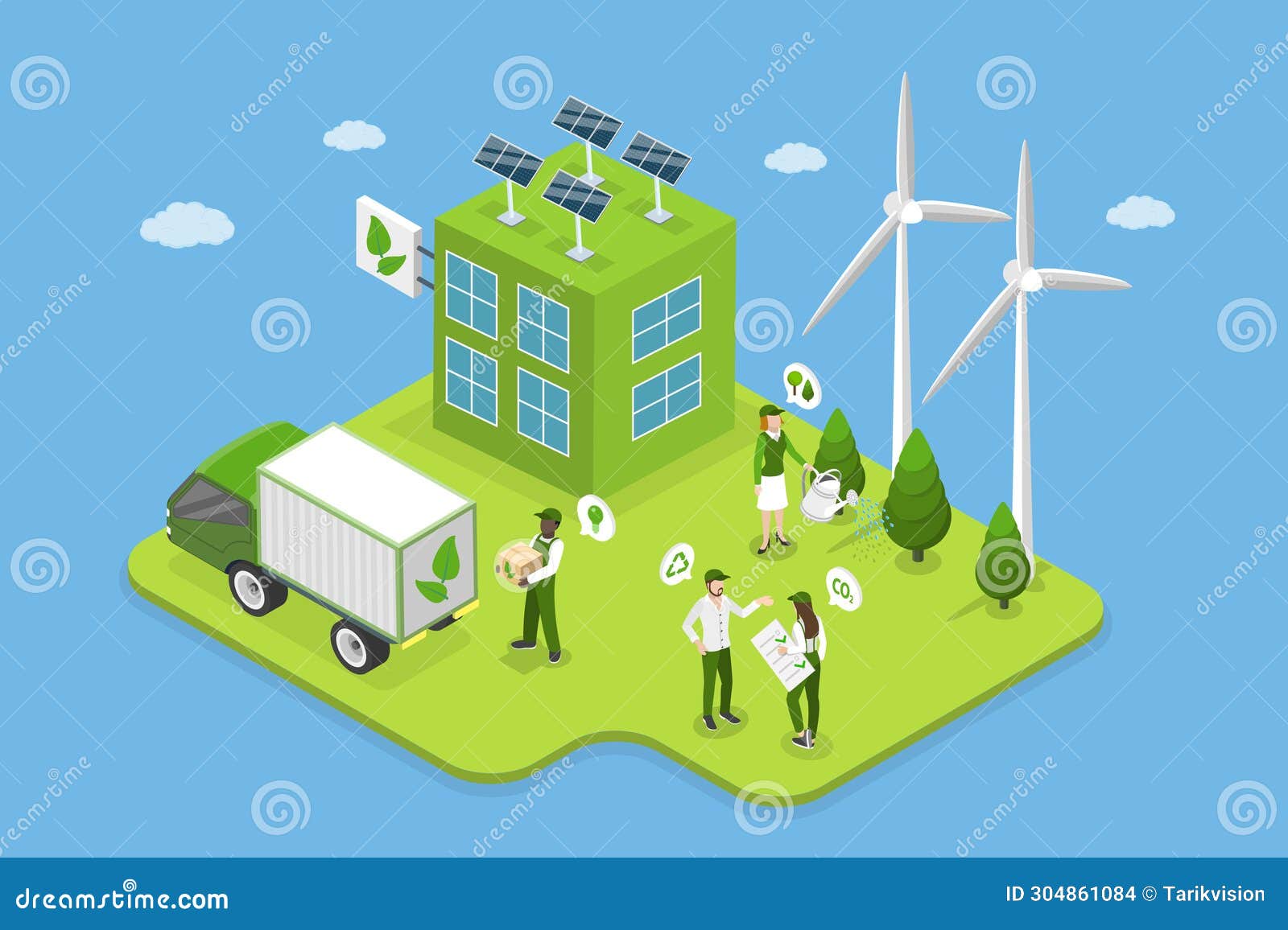 3D Isometric Flat Vector Illustration of Sustainable and Ecological ...