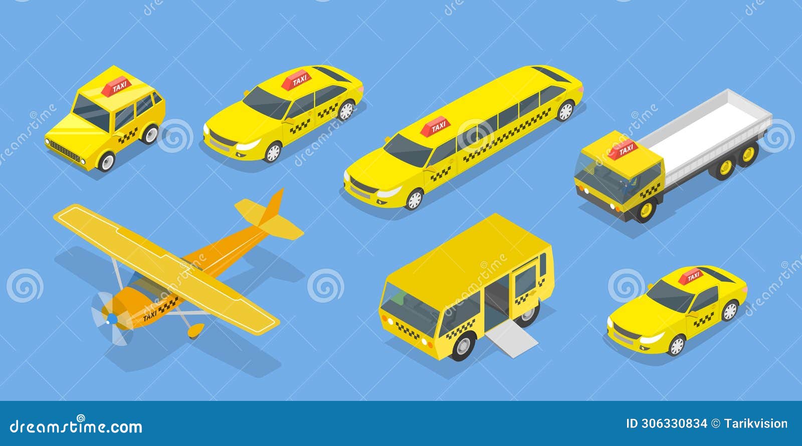 3D Isometric Flat Vector Illustration of Taxi Collection Stock Vector ...