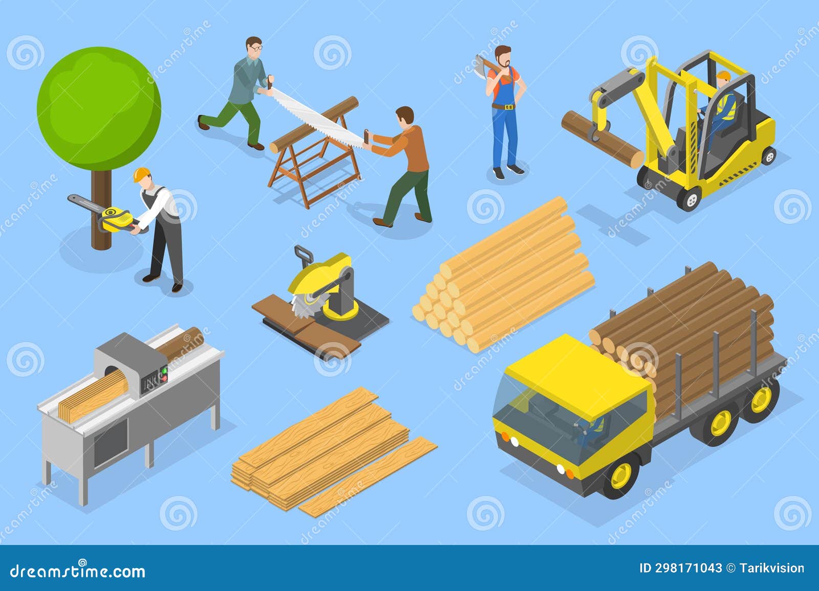 3D Isometric Flat Vector Illustration of Timber Industry Stock Vector ...