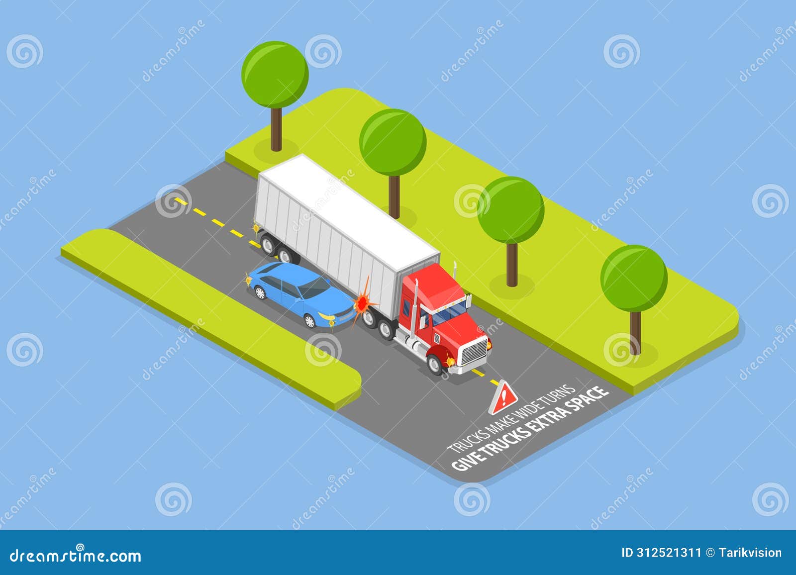3D Isometric Flat Vector Illustration of Trucks Driving Rules Stock ...