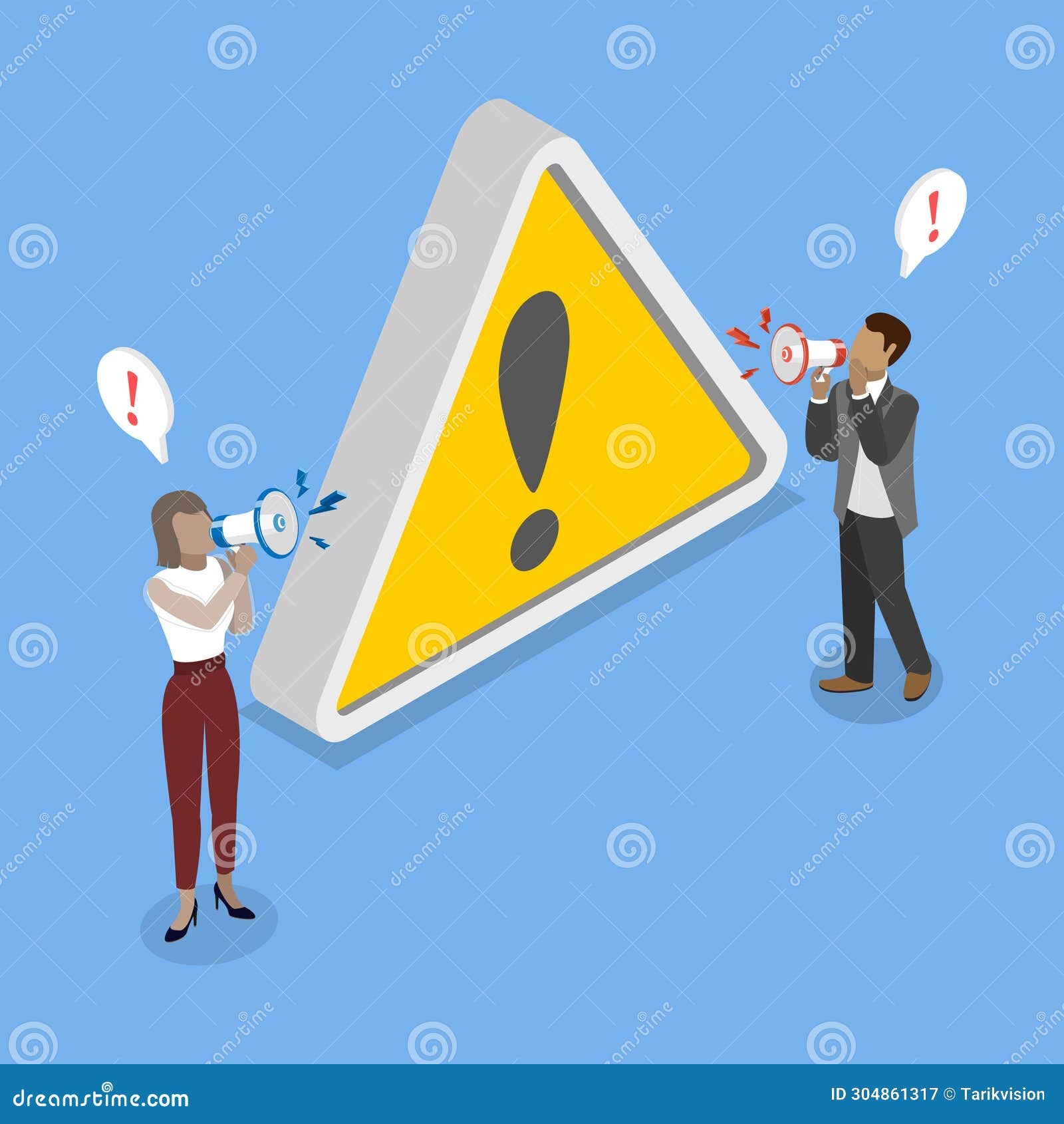 3D Isometric Flat Vector Illustration of Warning Information Stock ...