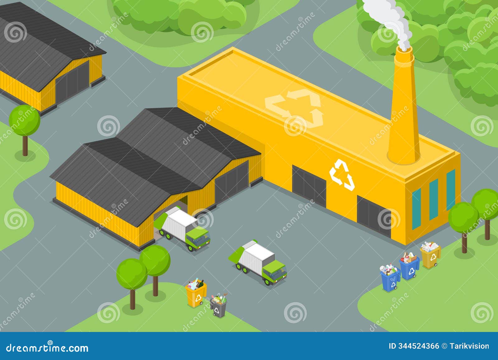 3D Isometric Flat Vector Illustration of Waste Management Facilities ...