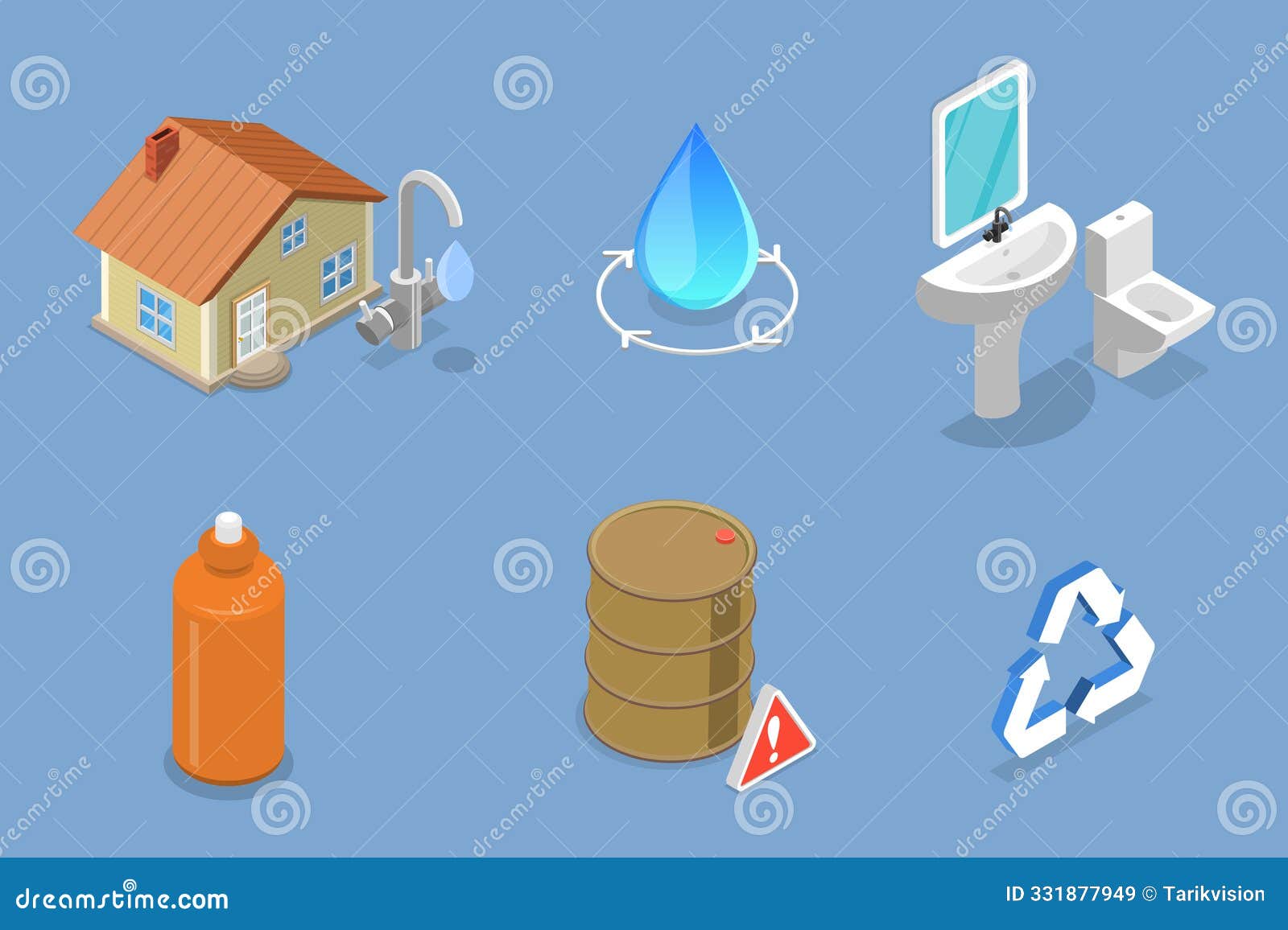 3D Isometric Flat Vector Illustration of Water Conservation Stock ...