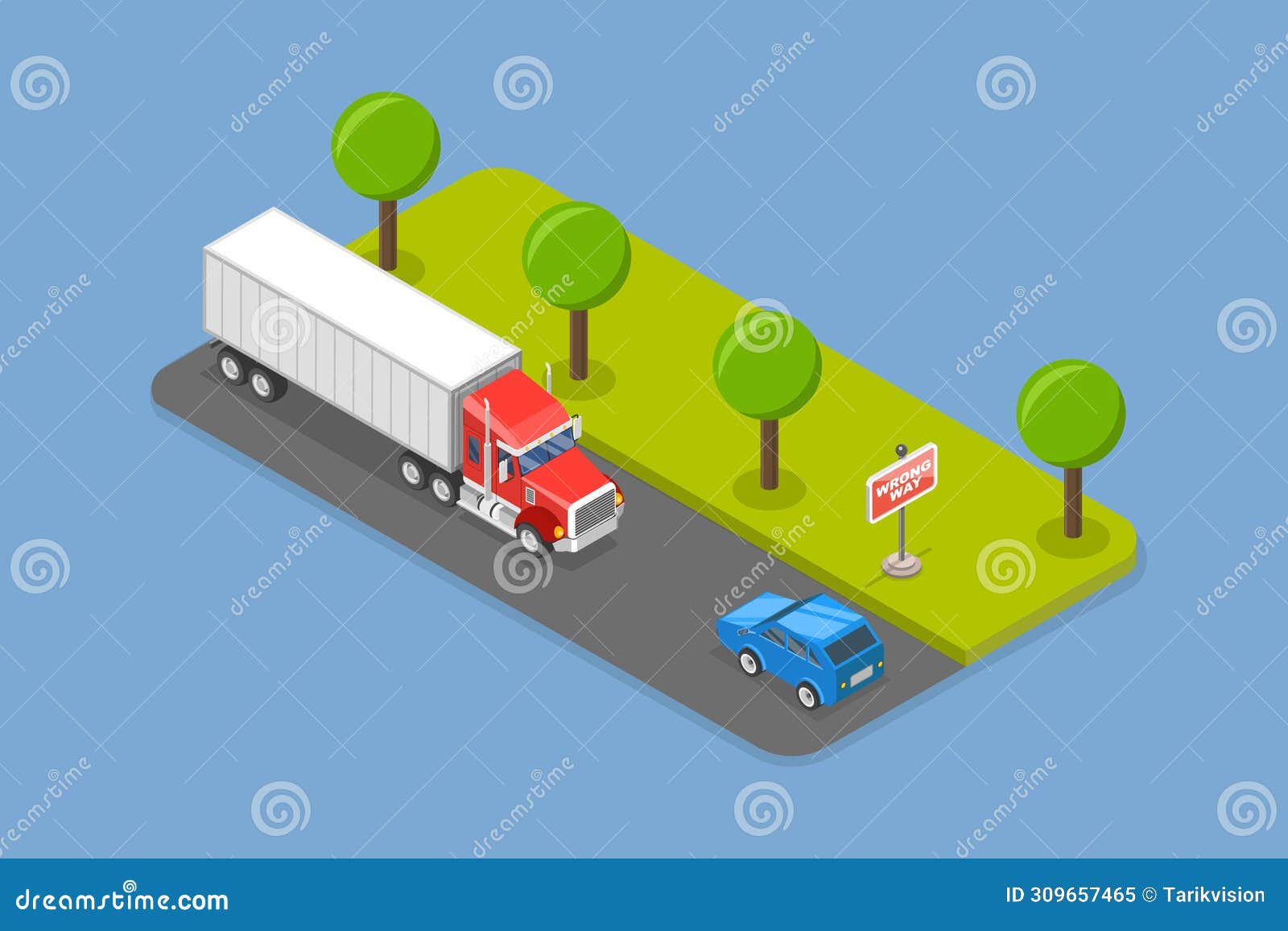 3D Isometric Flat Vector Illustration of Wrong Way Sign Stock ...
