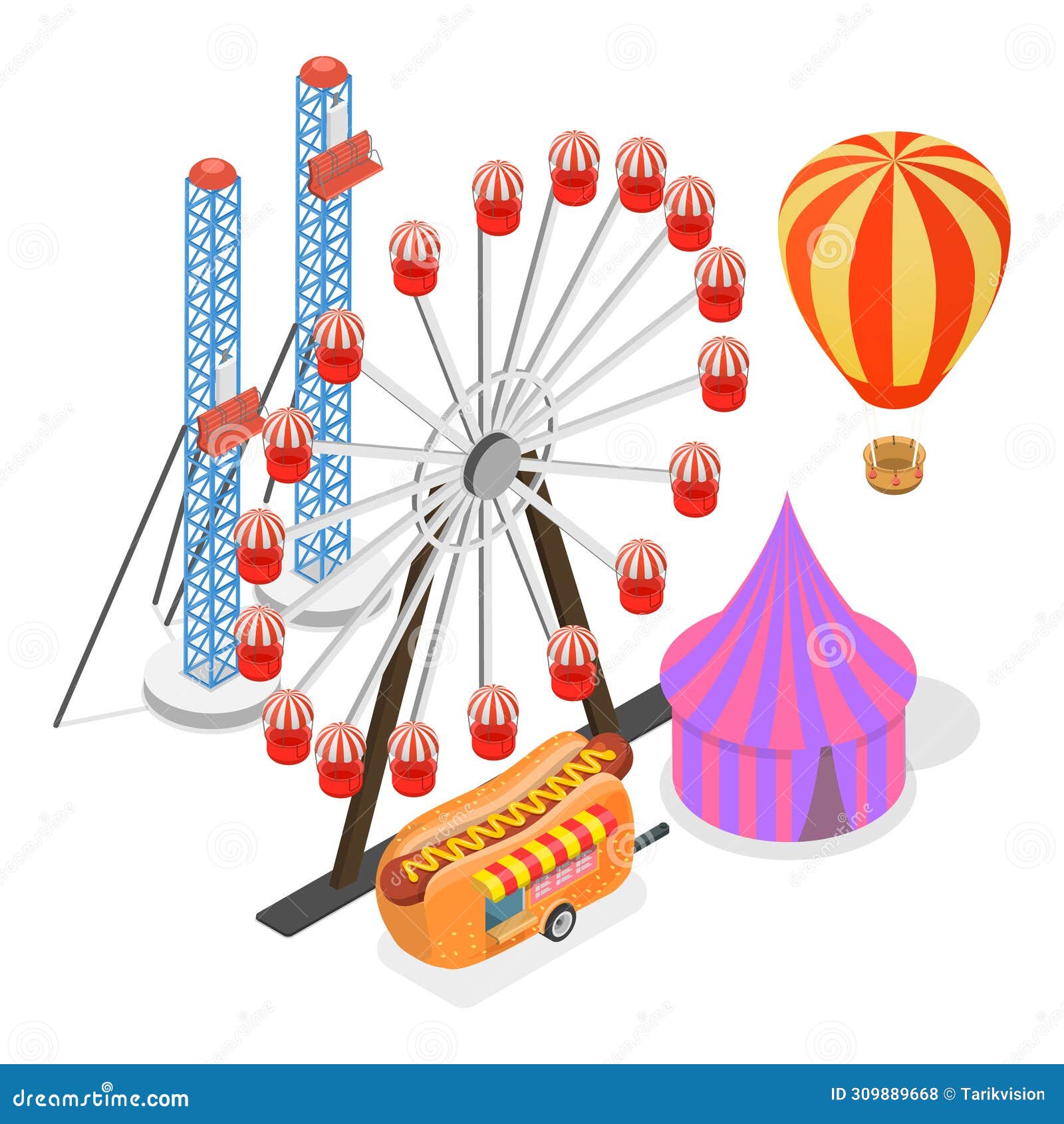 3D Isometric Flat Vector Set of Amusement Parks. Item 2 Stock ...