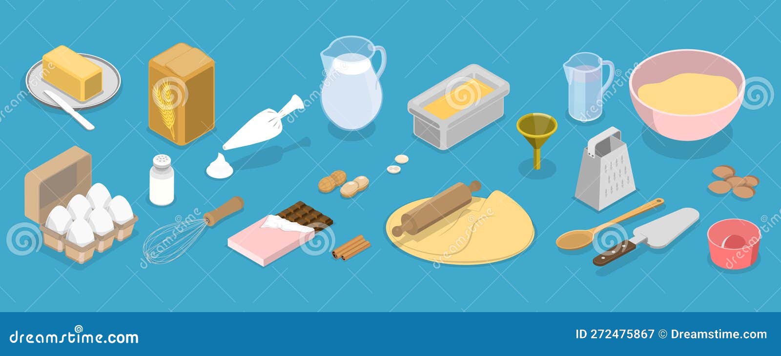 3D Isometric Flat Vector Set of Baking Items Stock Vector ...