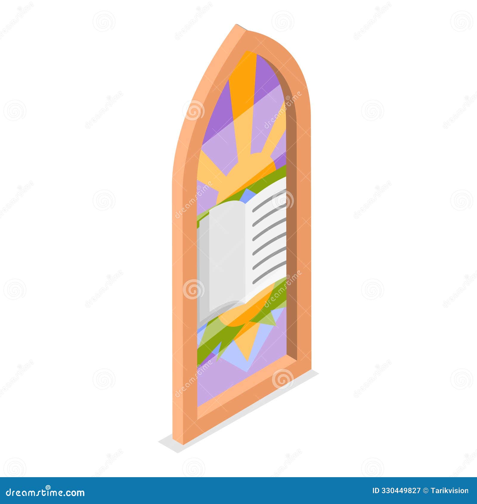 3D Isometric Flat Vector Set of Church Stained Arched Windows. Item 3 ...