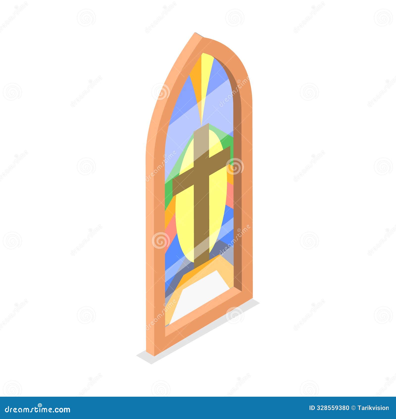 3D Isometric Flat Vector Set of Church Stained Arched Windows. Item 1 ...
