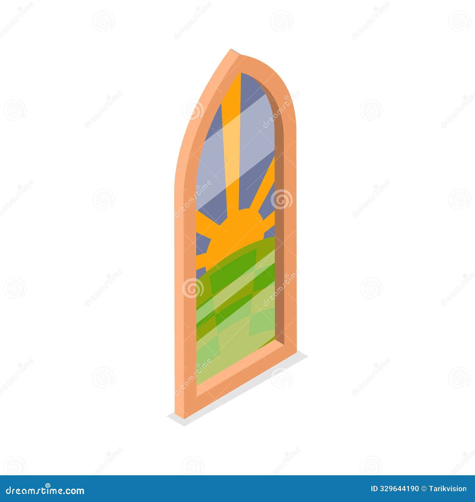 3D Isometric Flat Vector Set of Church Stained Arched Windows. Item 2 ...