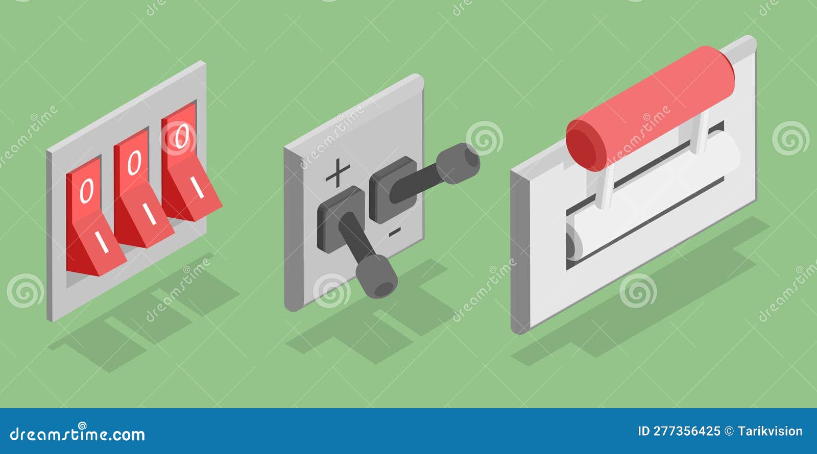 Switchboard Panel Icons Set Cartoon Vector. Electric Breaker Switchbox ...