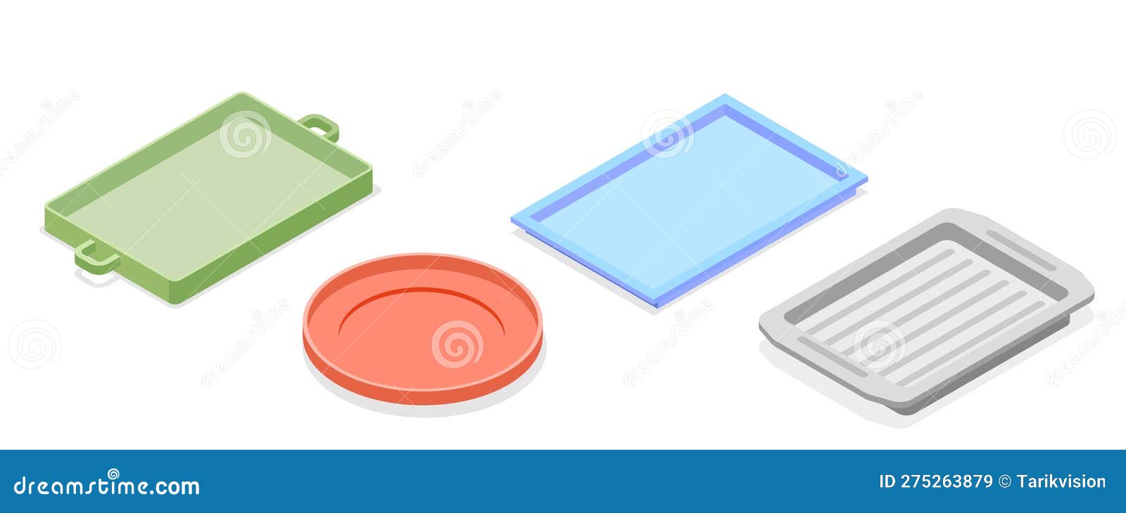 3D Isometric Flat Vector Set of Empty Serving Trays Stock Vector ...