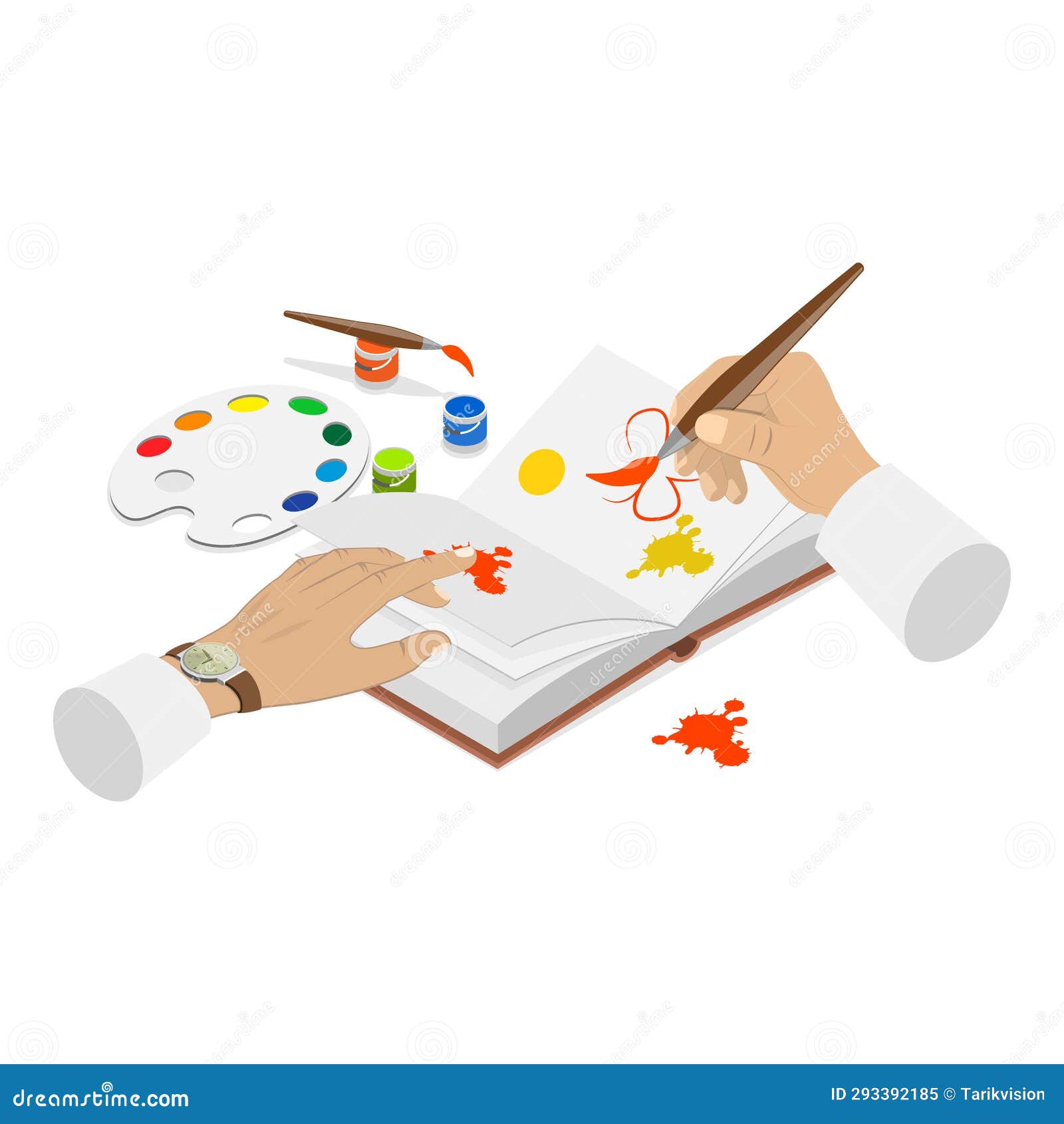 3D Isometric Flat Vector Set of Hands Writing Something in Notepad and ...