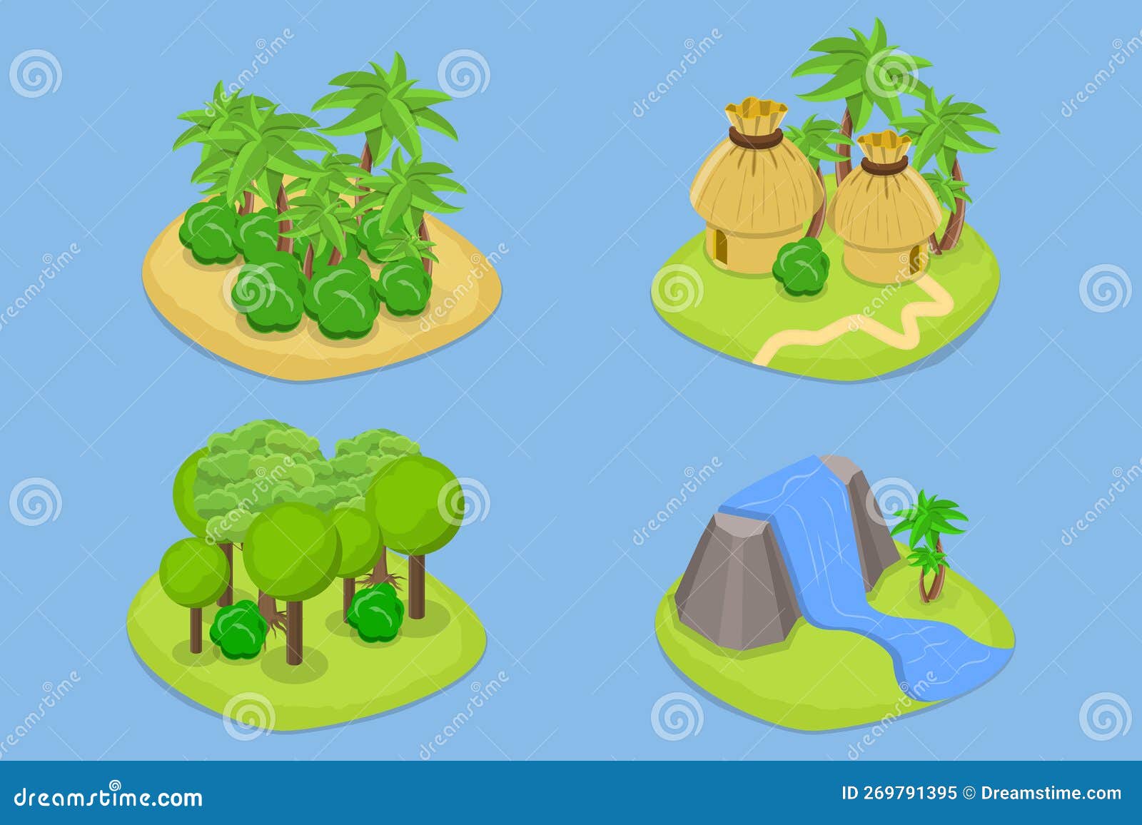 3D Isometric Flat Vector Set of Islands Stock Vector - Illustration of ...