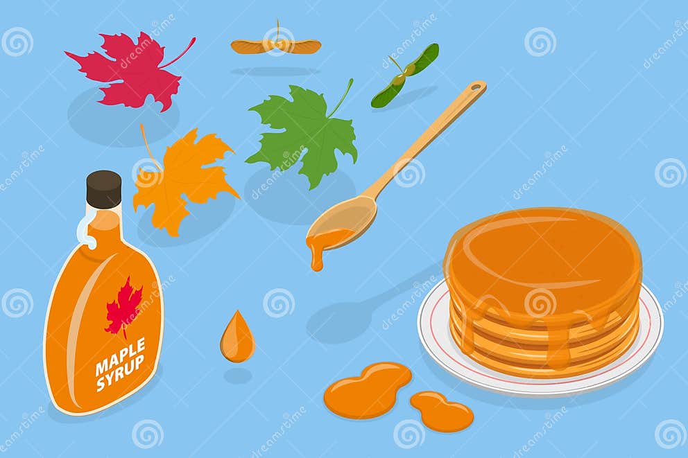 3D Isometric Flat Vector Set of Maple Syrup Stock Illustration ...