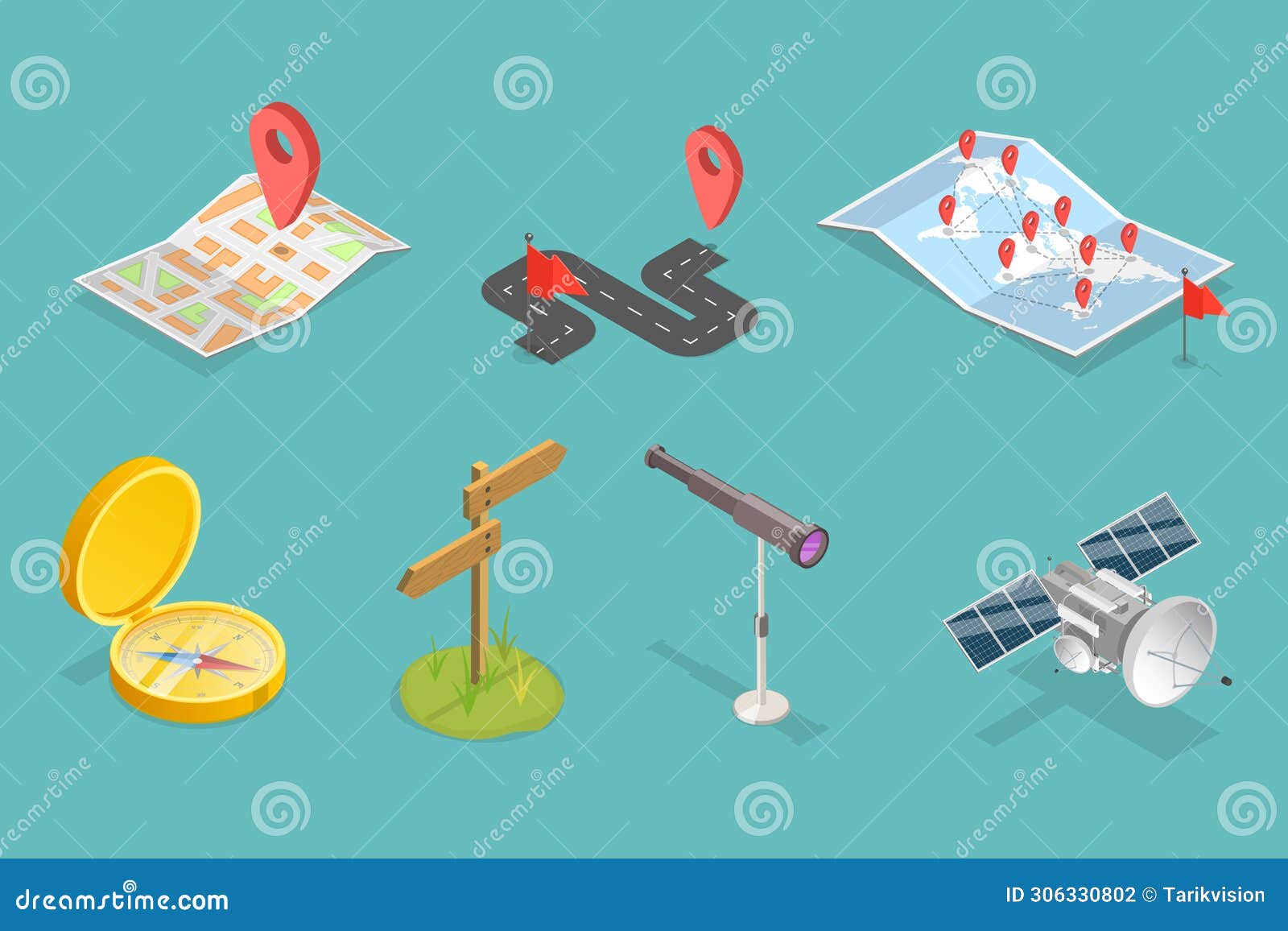 3D Isometric Flat Vector Set of Navigation Items Stock Illustration ...