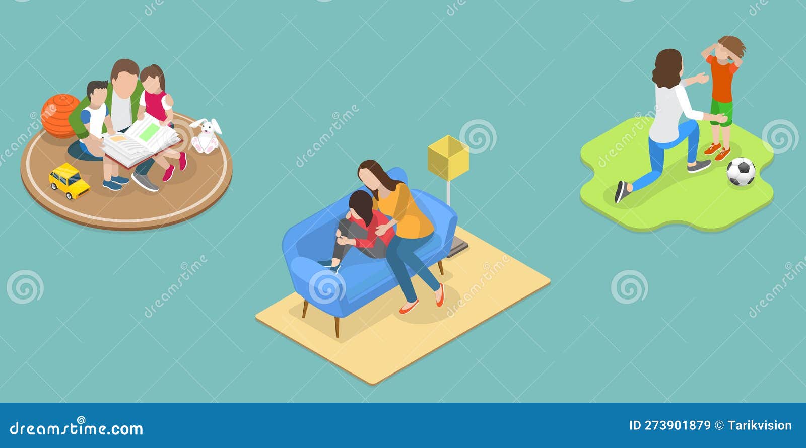 Set Scenes With Happy Parents Taking Kids In School Uniform To School ...