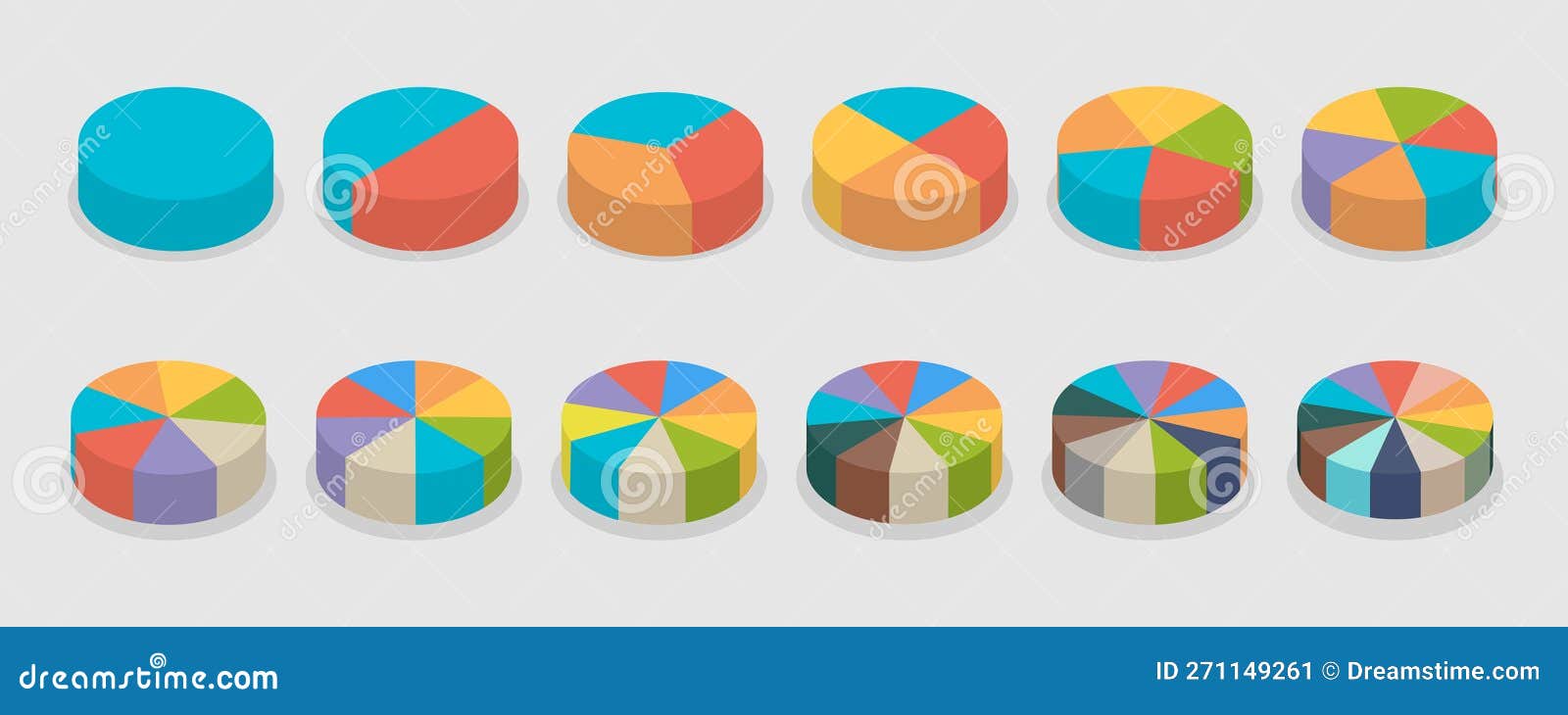 Pie Chart Parts For Infographic. Circle Sections 4, 8, 12. Percent ...